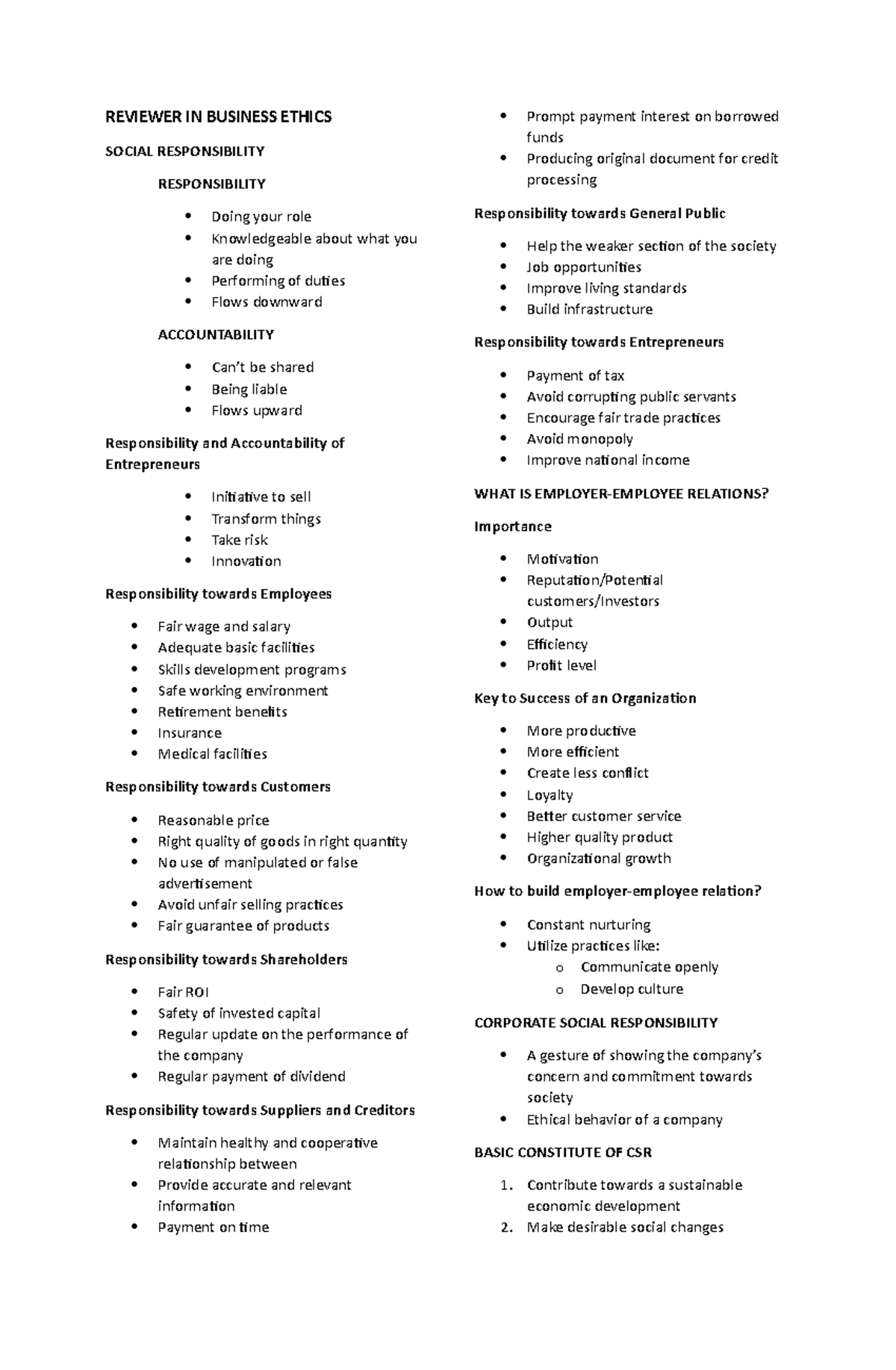Reviewer IN Business Ethics - REVIEWER IN BUSINESS ETHICS SOCIAL ...