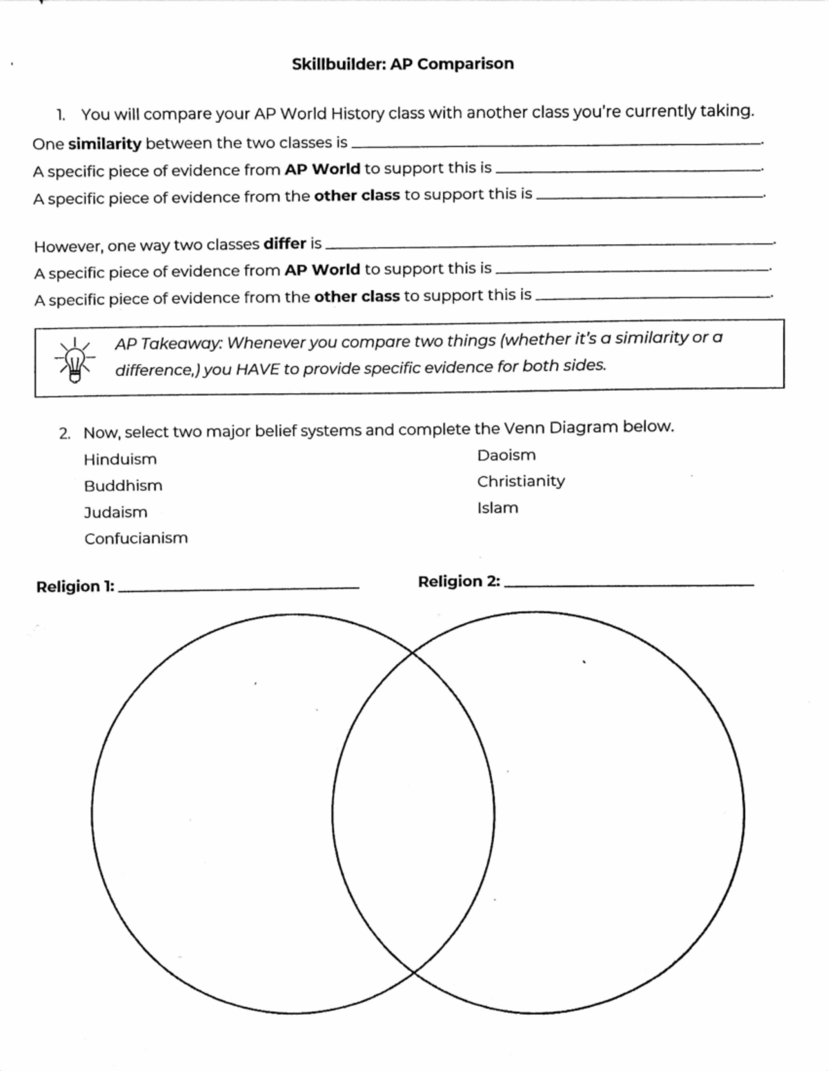 Skillbuilder AP Comparison-1 - You will compare your AP World History ...