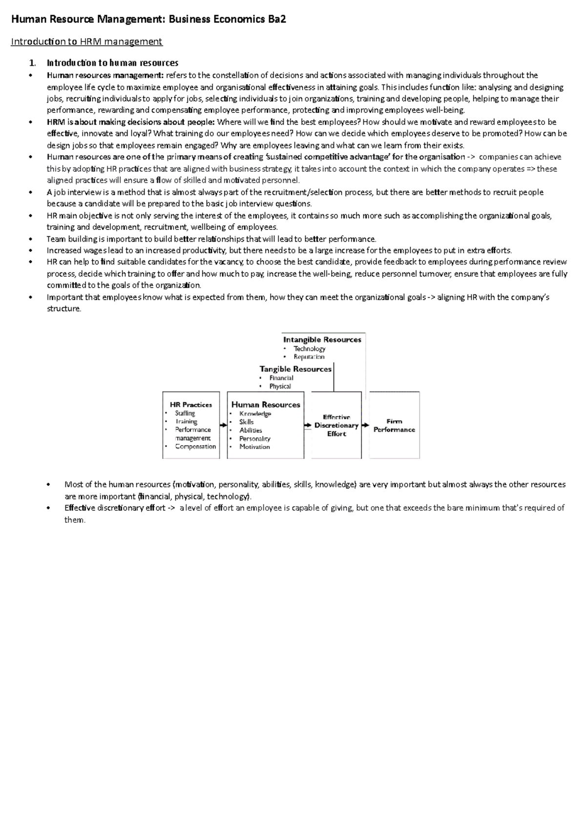Human Resource Management Summary - Human Resource Management: Business ...