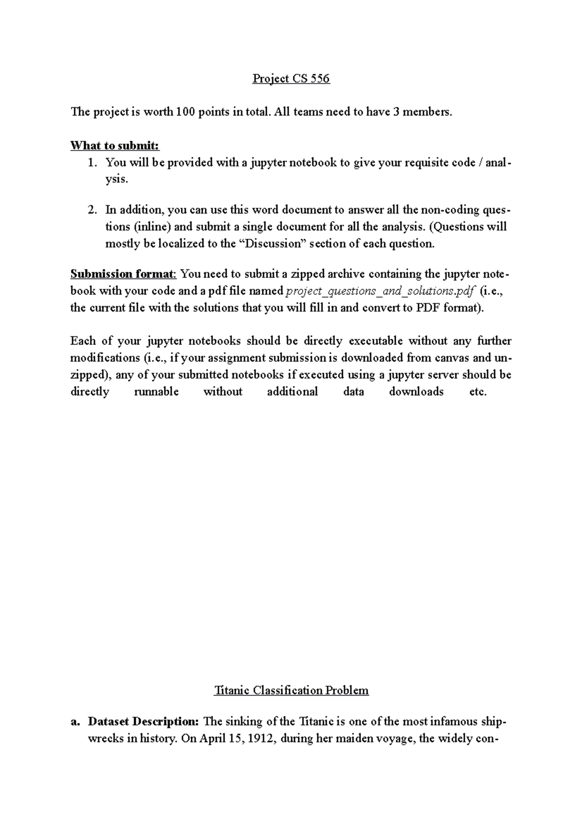 Project 2 Description - projet 2 - Project CS 556 The project is worth ...