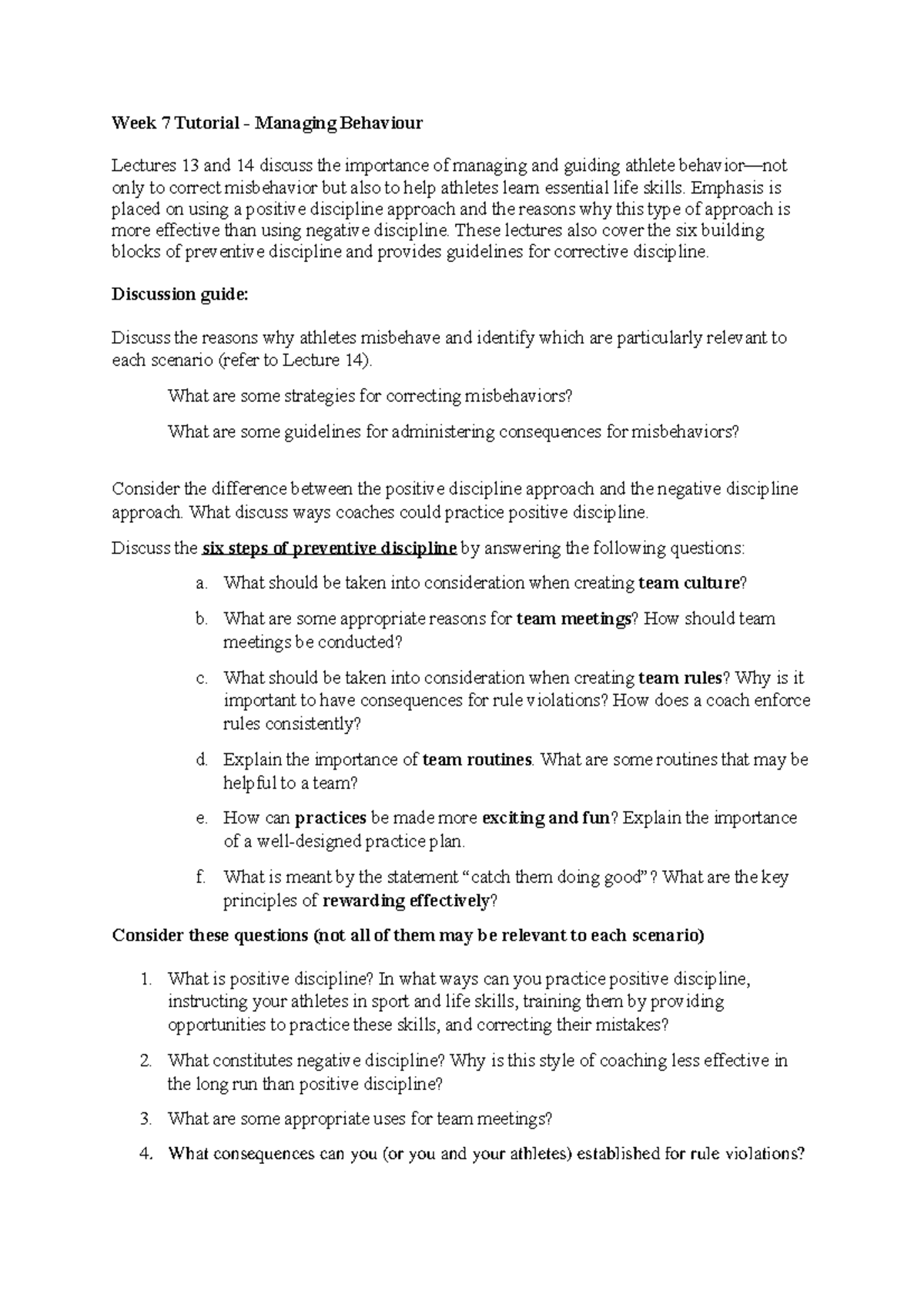 Week 7 Tutorial Discussion Guide - EDGU1005 - USyd - Studocu