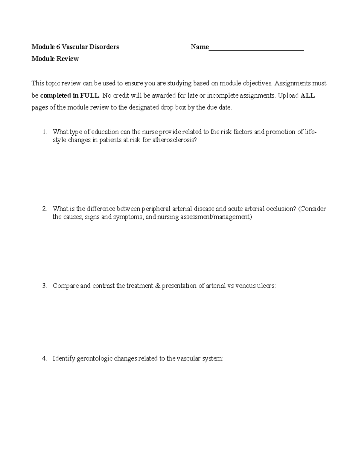Module 6 Review Vascular Disorders - Module 6 Vascular DisordersModule ...