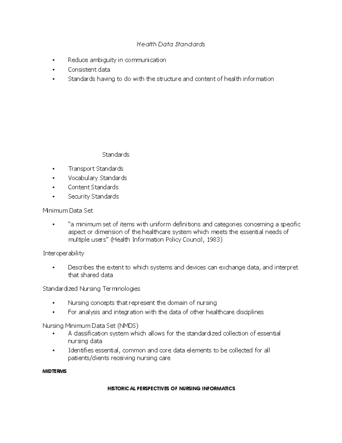 Health Data Standards - summary - Health Data Standards • Reduce ...