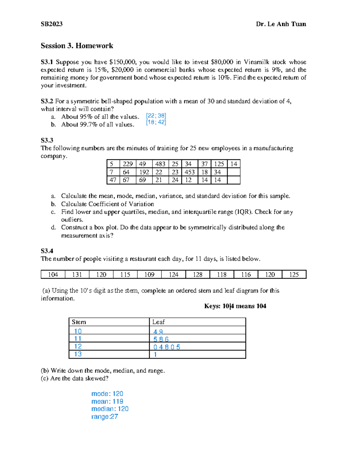 HW1 Ses3 - homework for session 3 - SB2023 Dr. Le Anh Tuan Session 3 ...