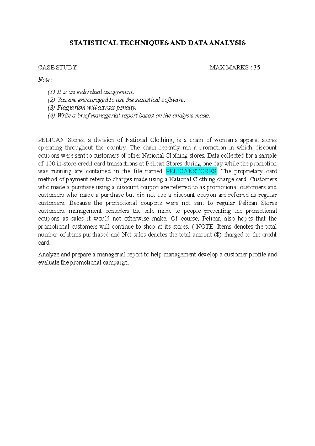 STDA Batch 2 Caseanalysis Assg 2 - STATISTICAL TECHNIQUES AND DATA ...