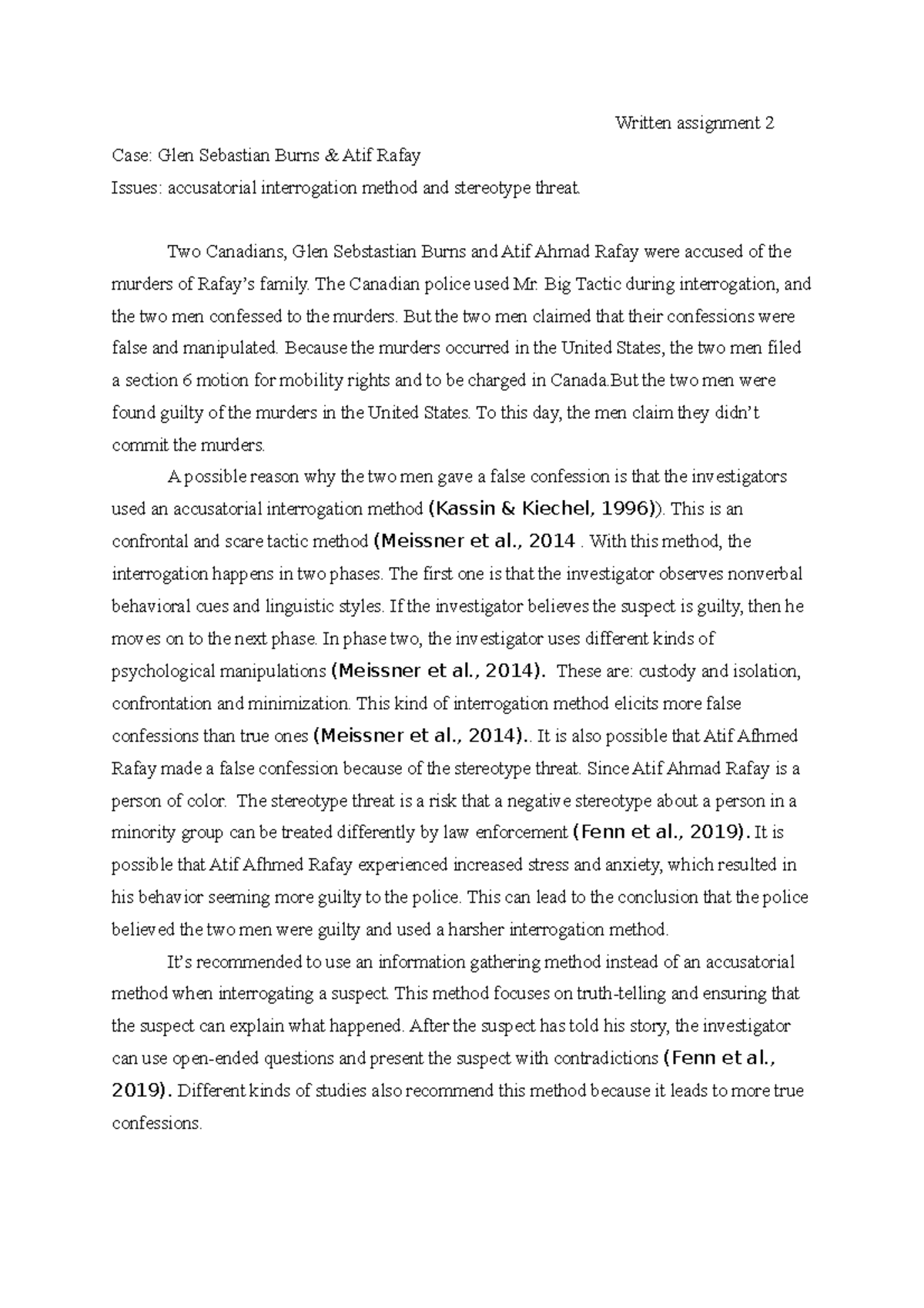 Written assignment 2 - Two Canadians, Glen Sebstastian Burns and Atif ...