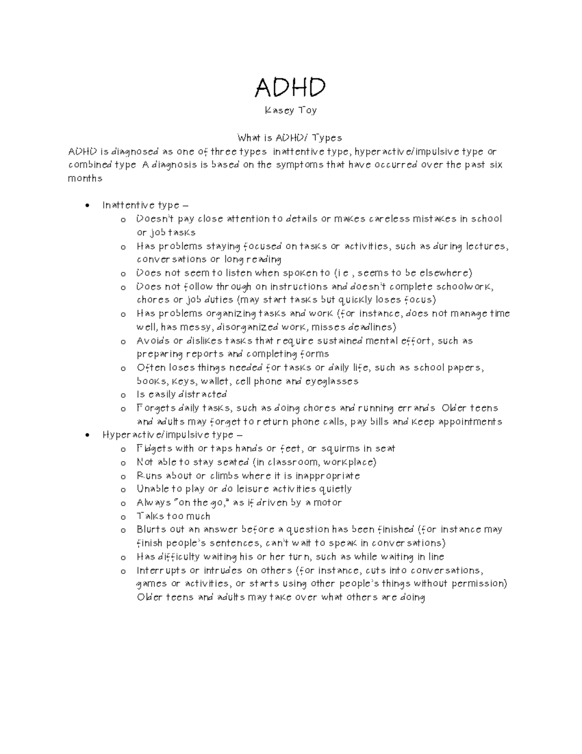 Disability Paper ADHD - EDUC 666 - Studocu