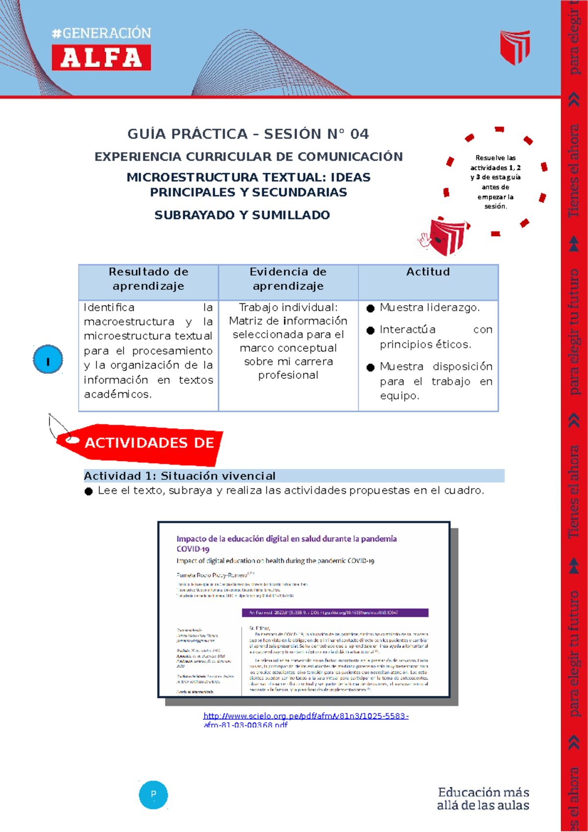 MICROESTRUCTURA TEXTUAL: IDEAS PRINCIPALES Y SECUNDARIAS SUBRAYADO Y ...
