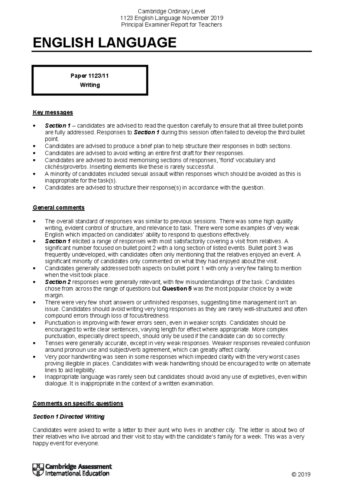 1123 w19 er - Additional info - 1123 English Language November 2019 ...