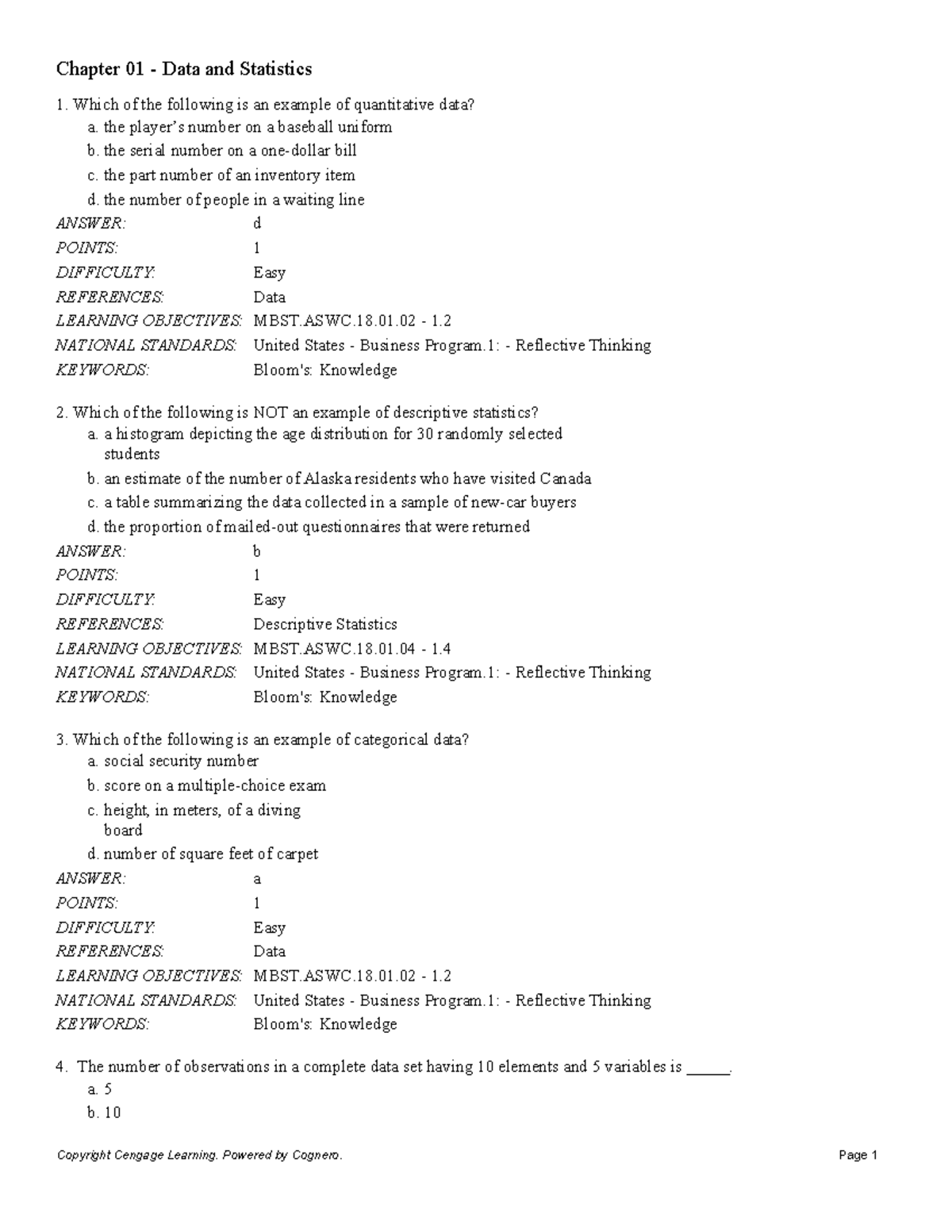 Sample-Test Bank Modern Business Statistics with Microsoft Office Excel ...