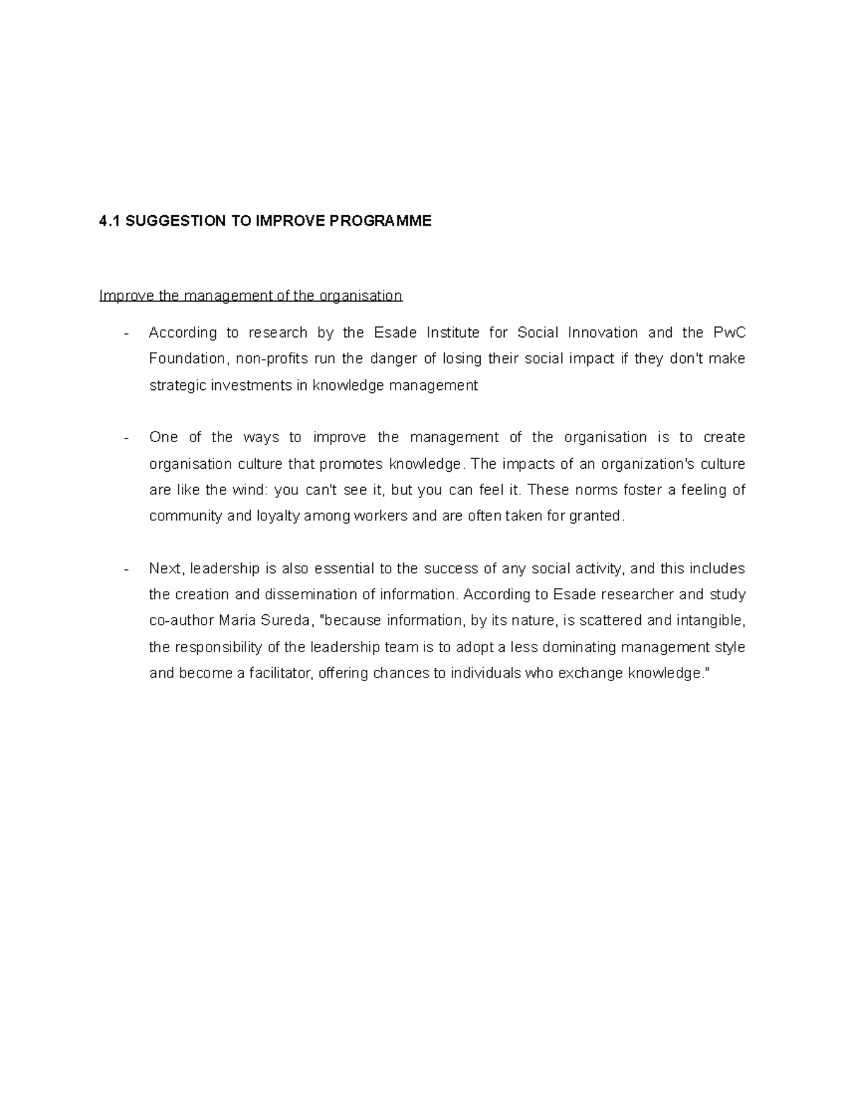 Suggestion to improve programme - 4 SUGGESTION TO IMPROVE PROGRAMME ...