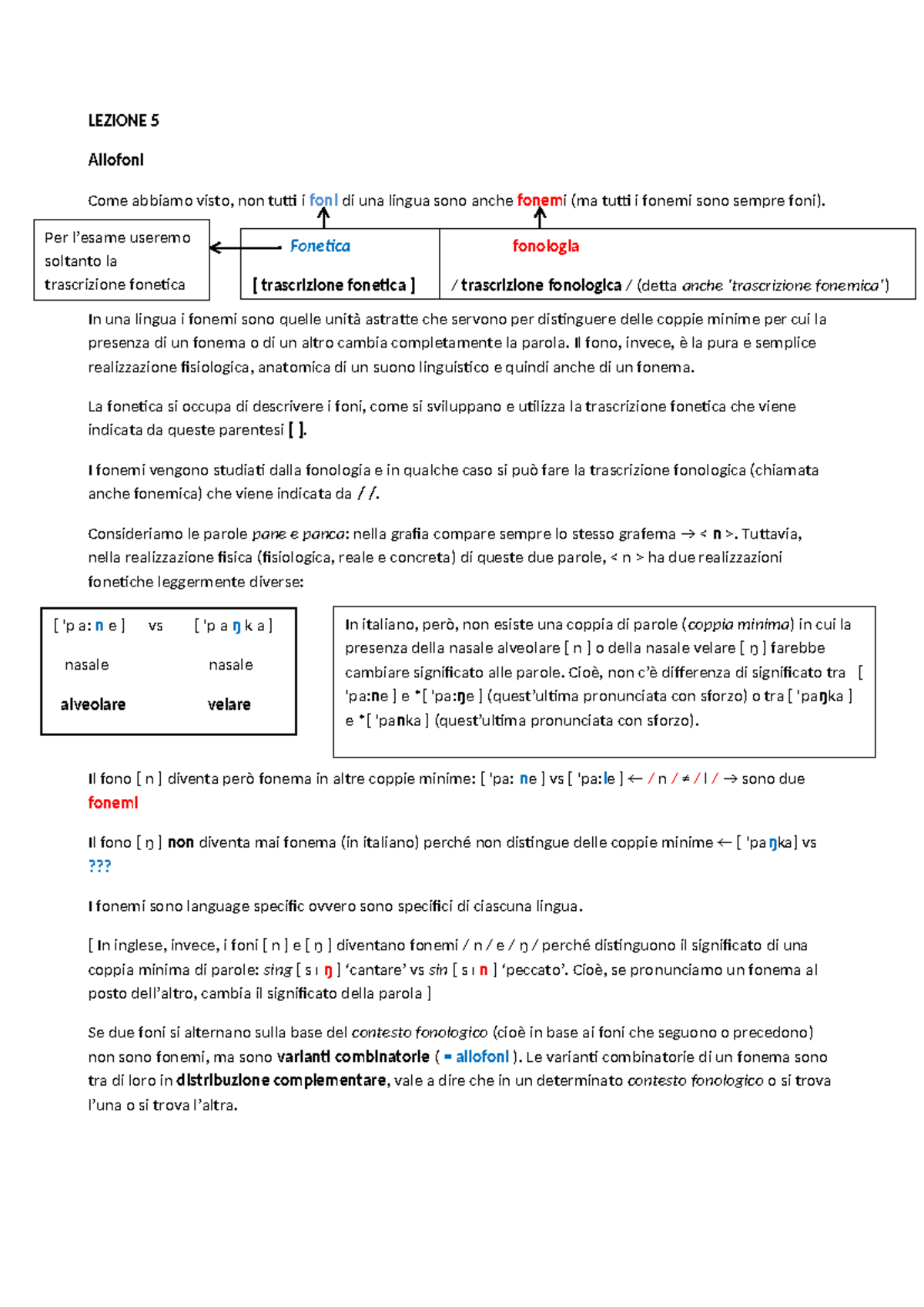 Lezione 5 Linguistica Generale - LEZIONE 5 Allofoni Come abbiamo visto, non tutti i foni di una ...