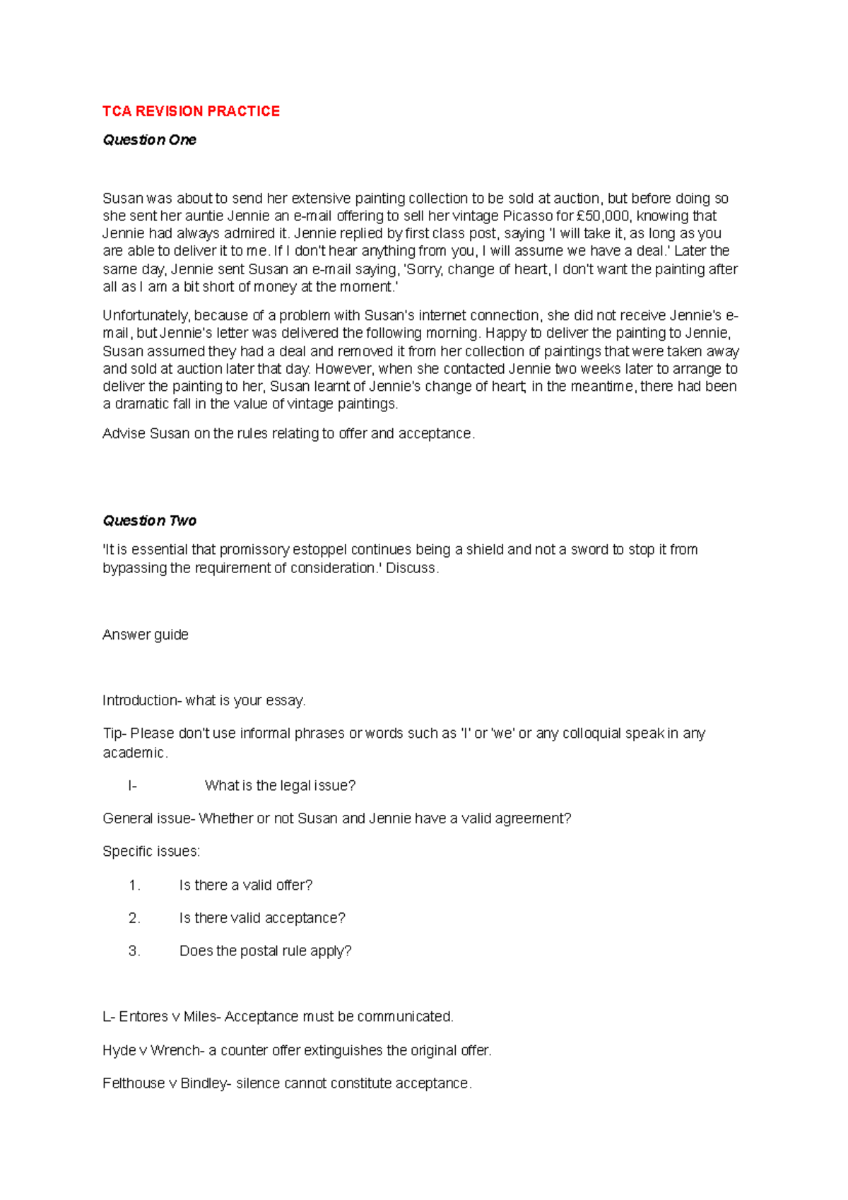 Online TCA sample practice question and answer guide - LSBM108 ...