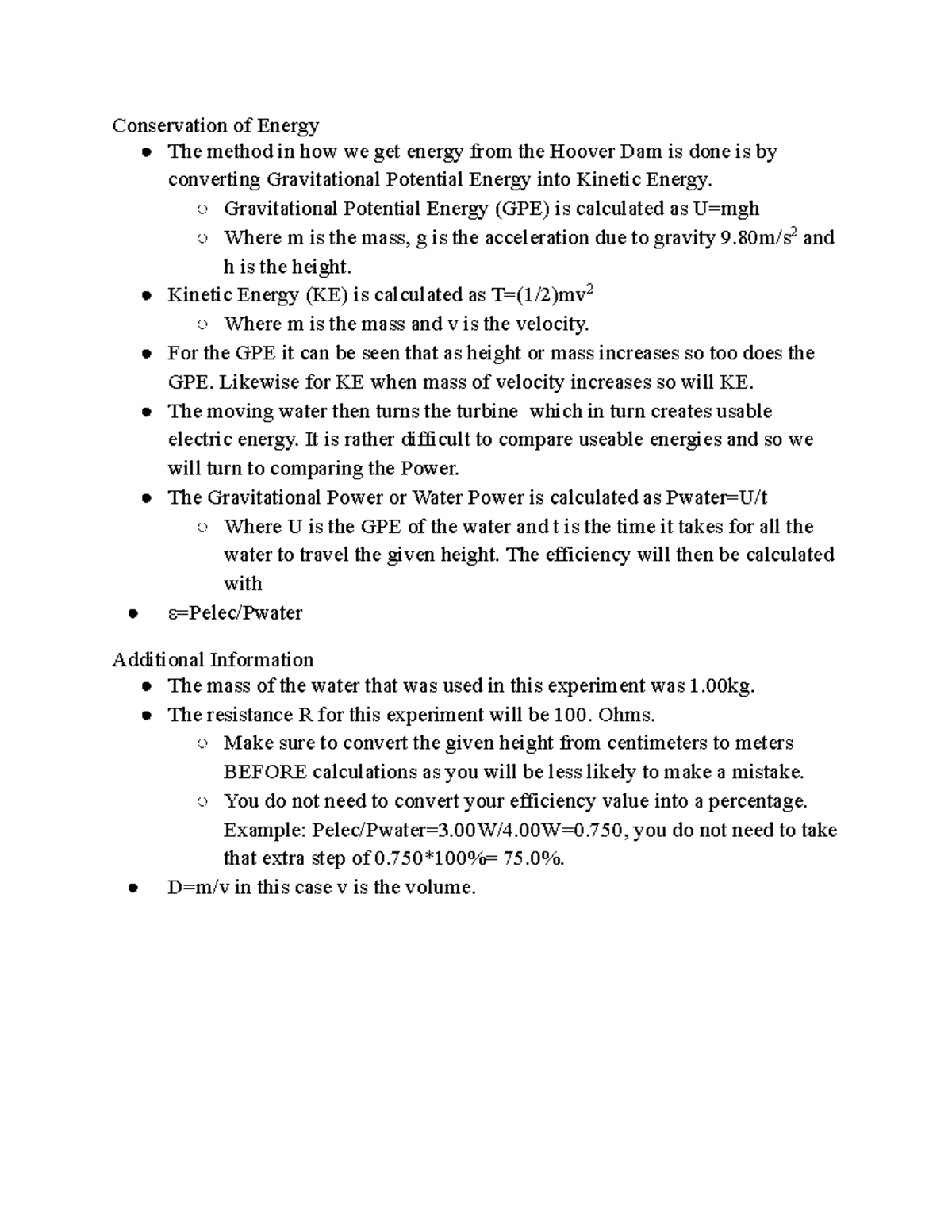 Hydroelectric Power - Notes for hoover dam lab/experiment ...