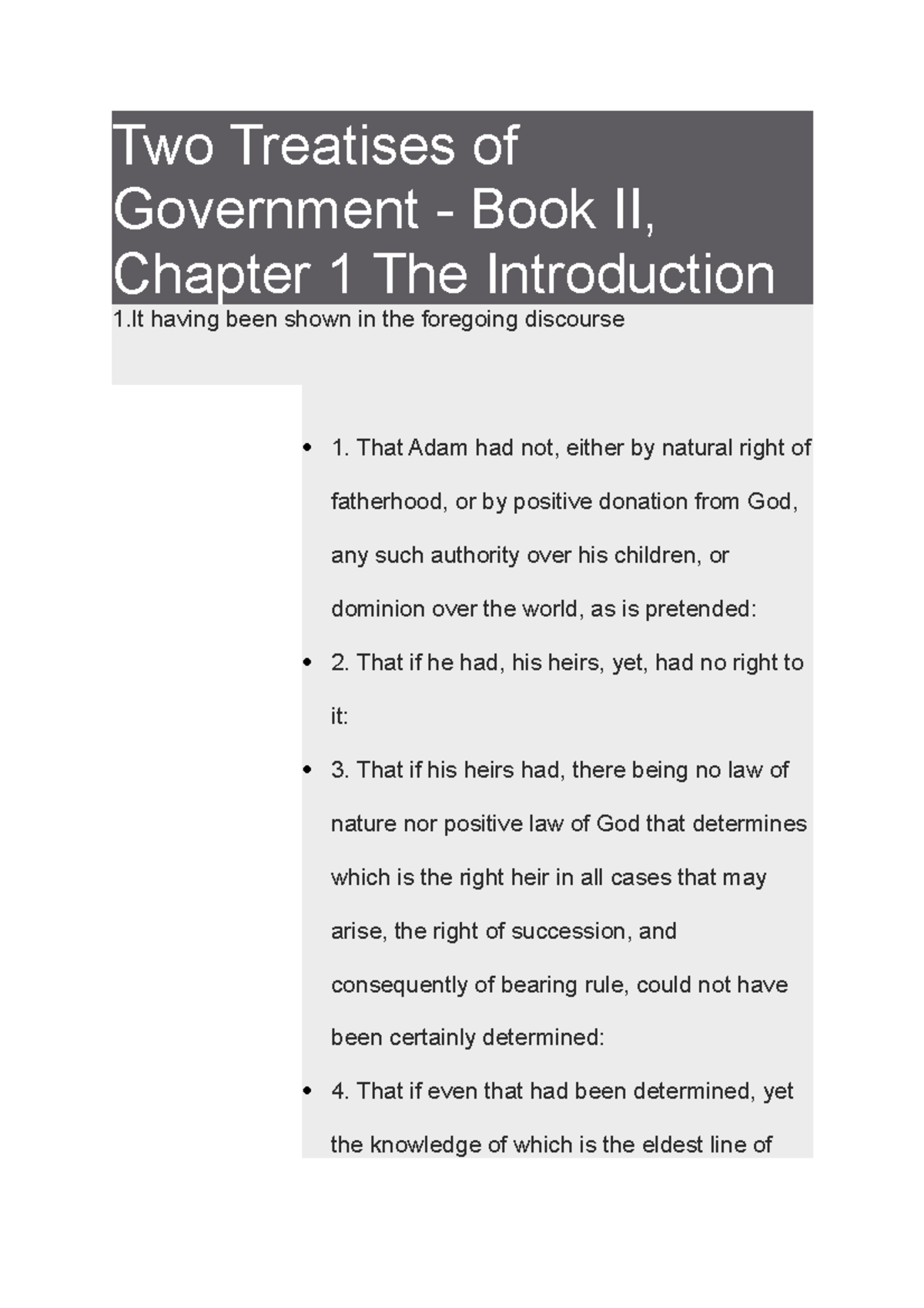 John Locke 2nd Treaty of Government - Two Treatises of Government ...