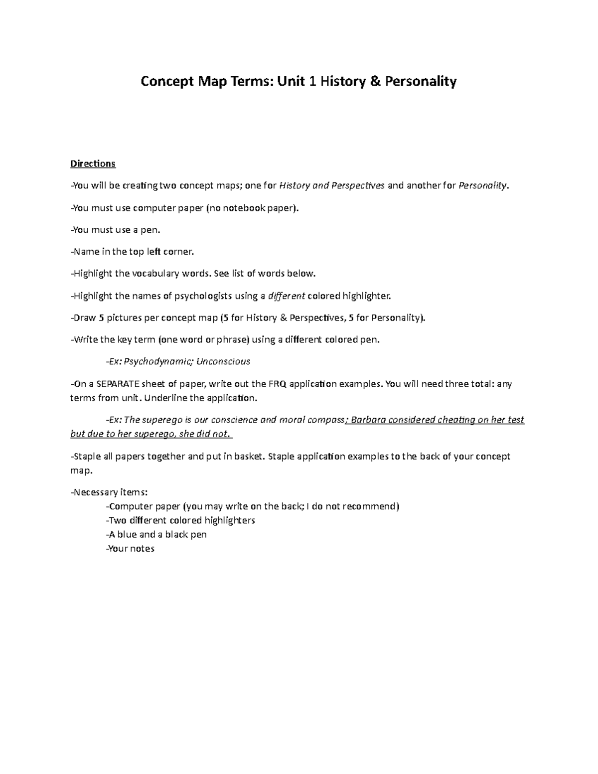 Concept Map Unit 1 - Psychology topics - Concept Map Terms: Unit 1 ...