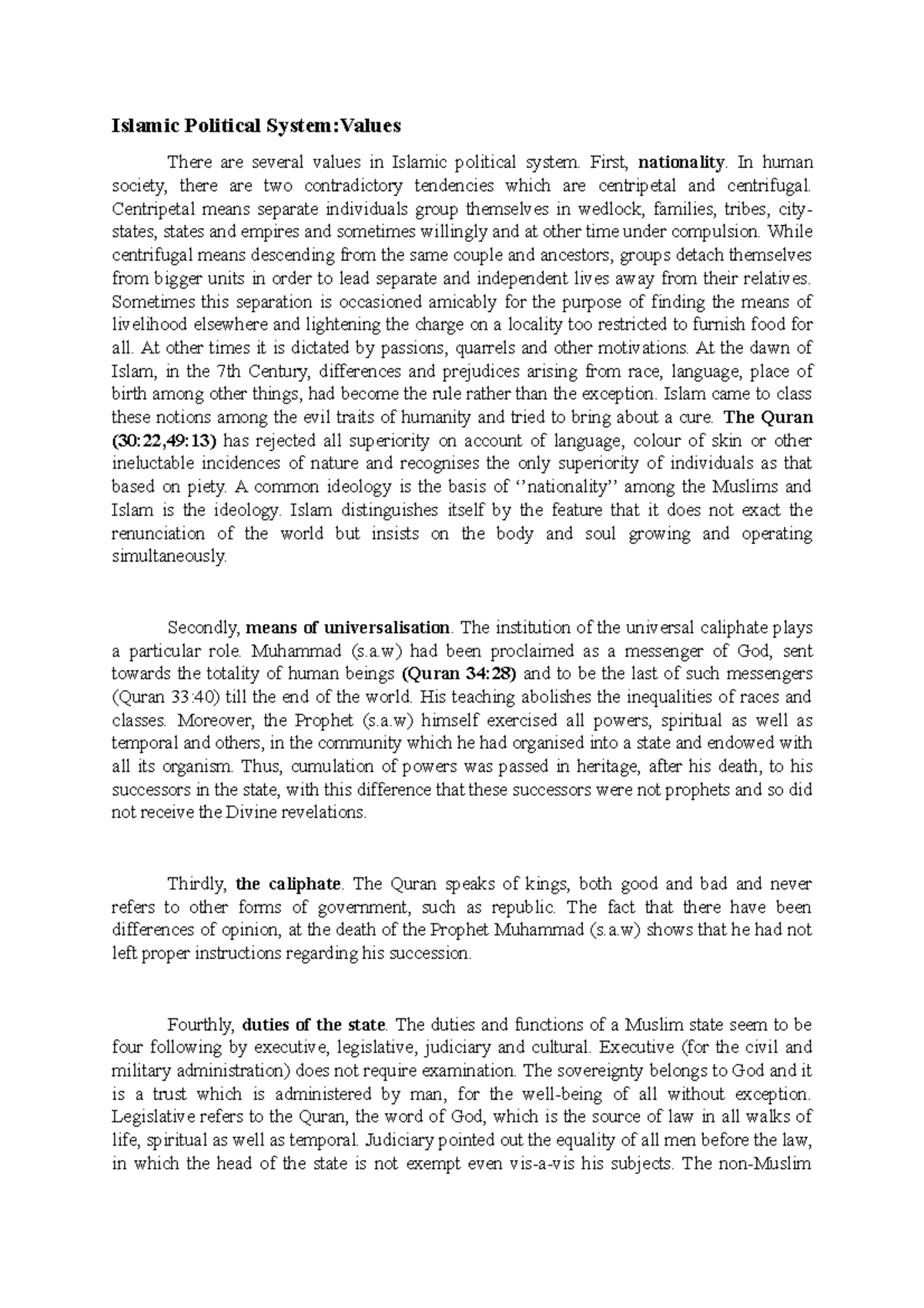 Chp5 Islamic Political System Values - Islamic Political System:Values ...