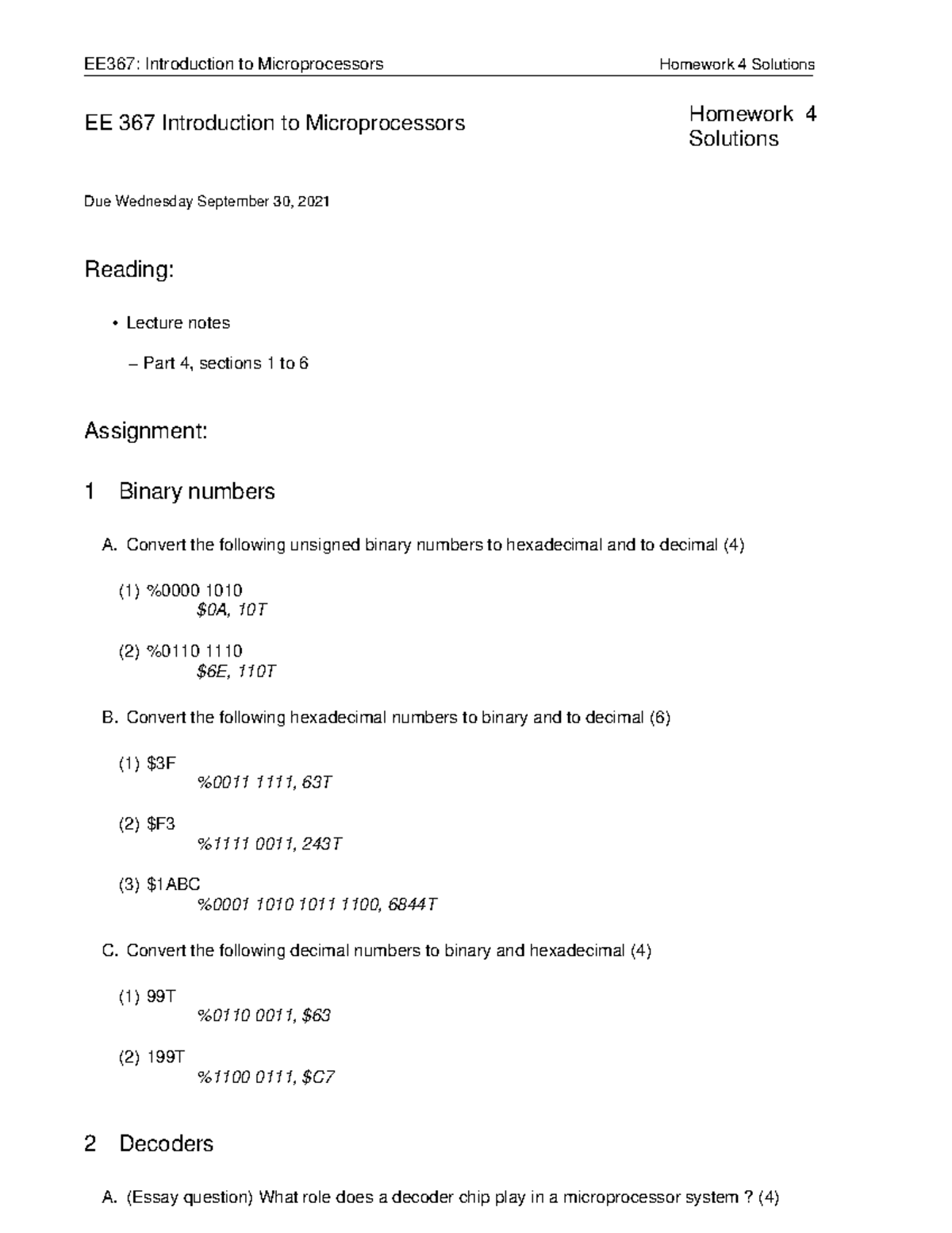 Solution HW04 Fall2021 - EE367: Introduction to Microprocessors ...
