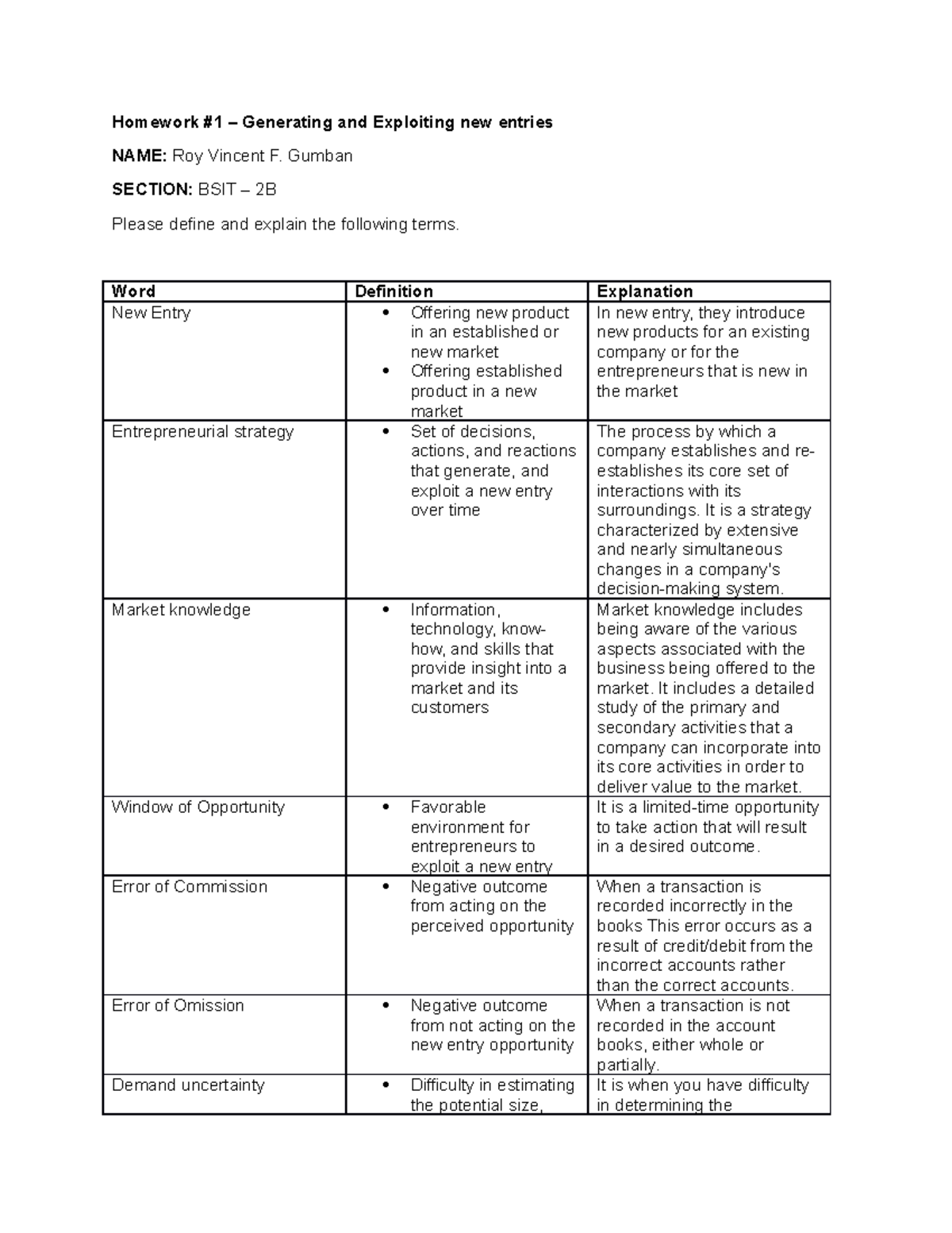 Homework 1 - Generating and Exploiting new entries - Homework #1 – Generating and Exploiting new ...