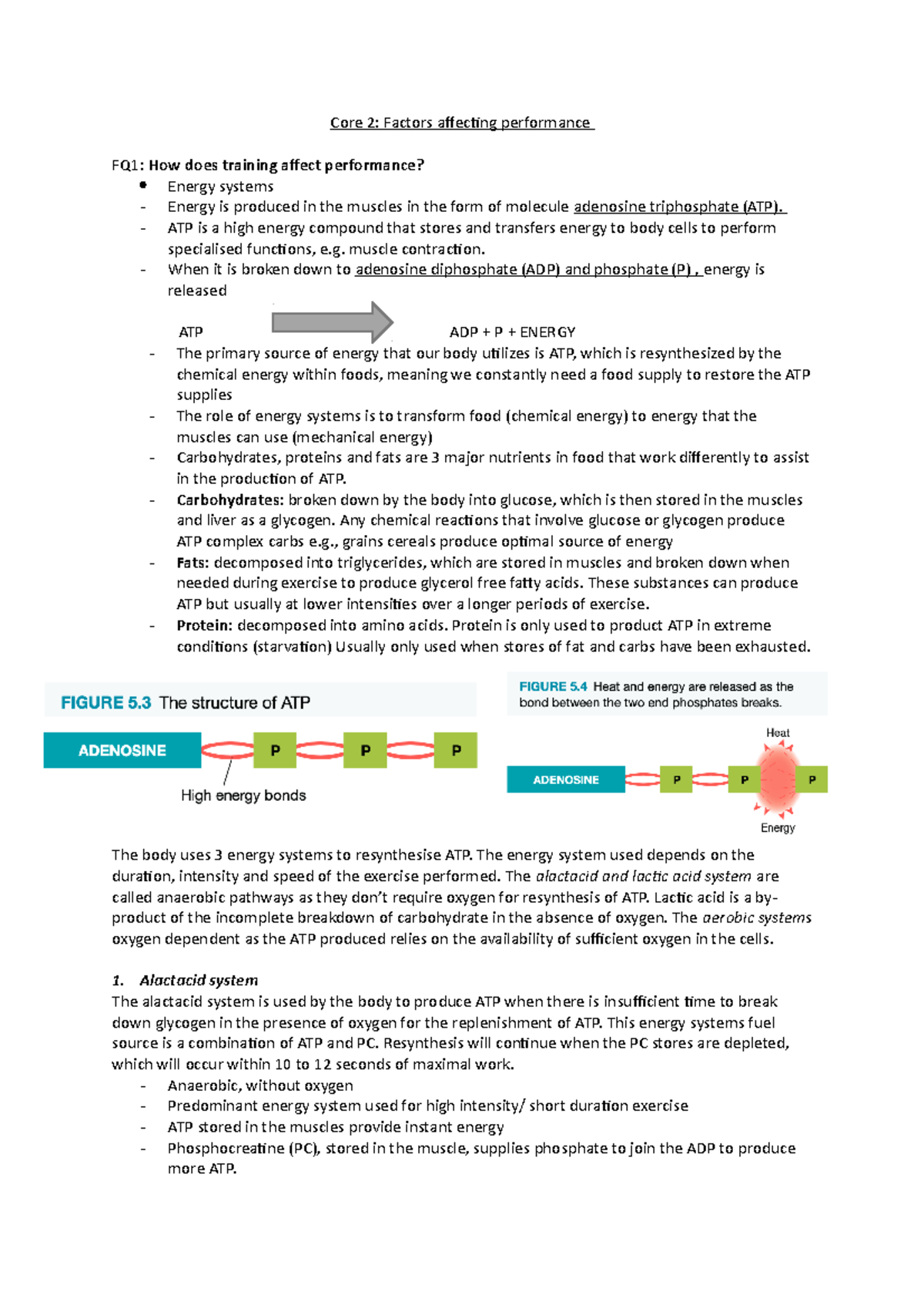 Factors affecting performance notes PDHPE - Core 2: Factors affecting ...