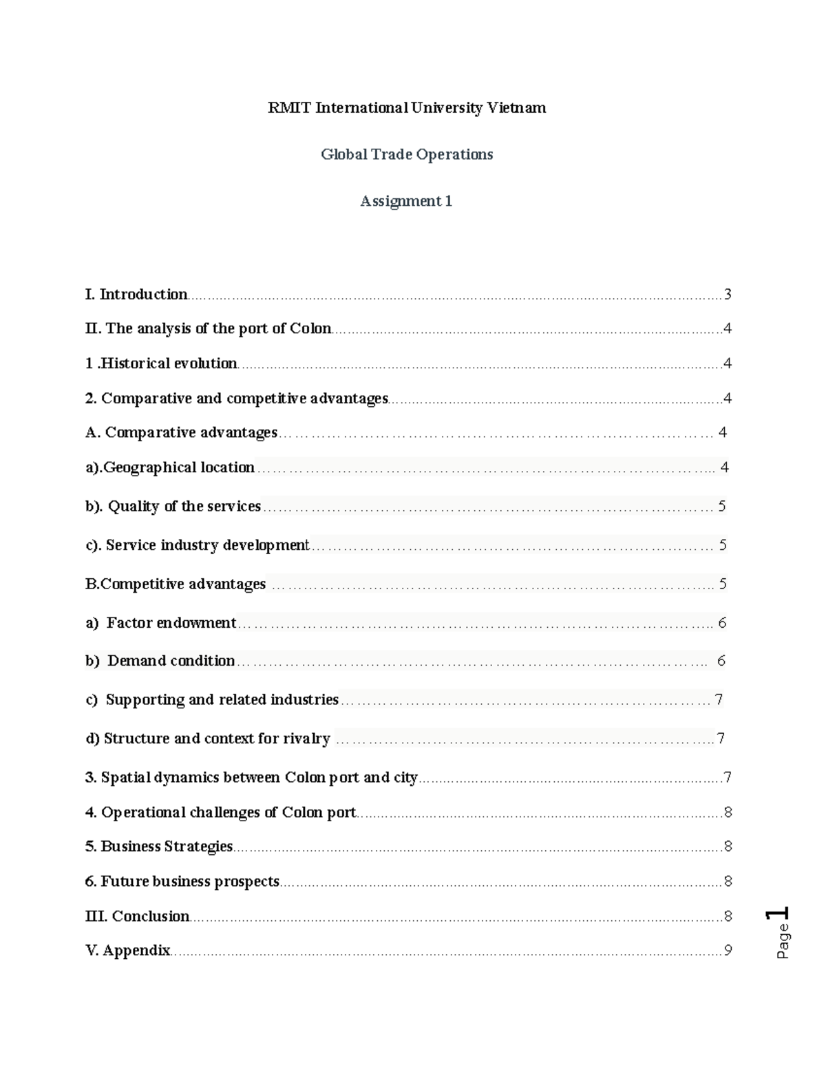 First Assignment for Global Trade Operation - RMIT International ...