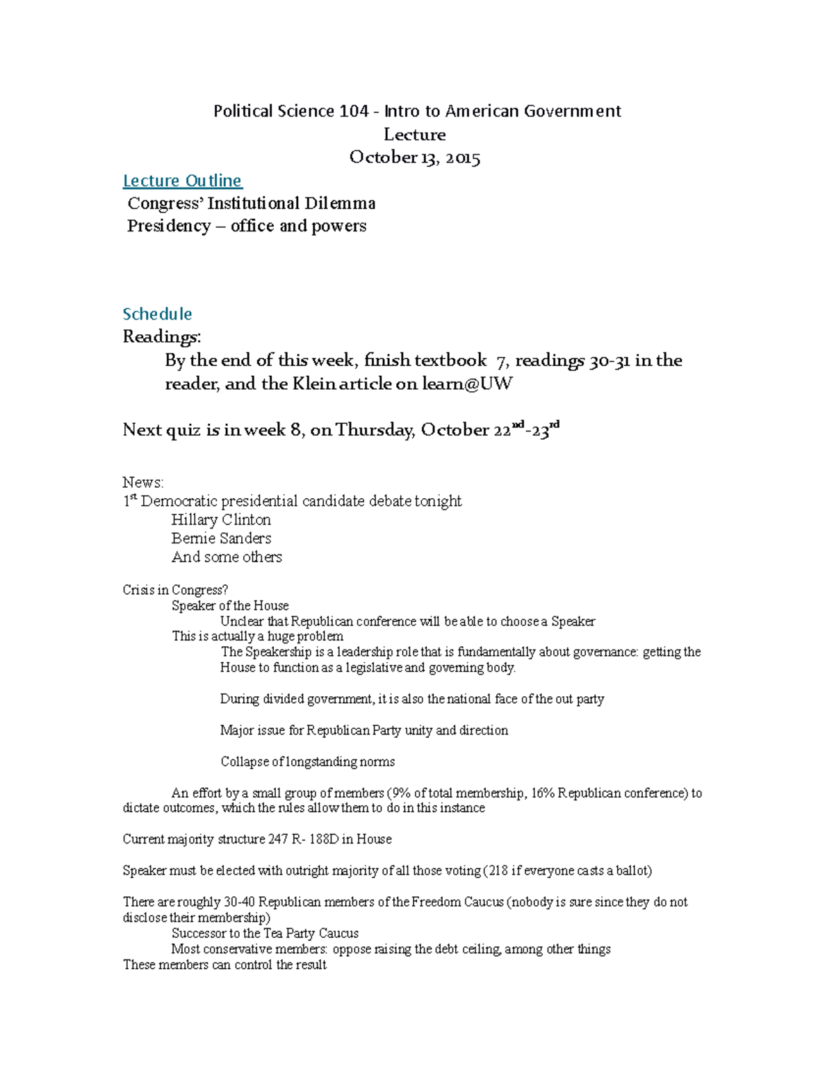 Lecture+Outline+October+13-3 - Political Science 104 - Intro to ...