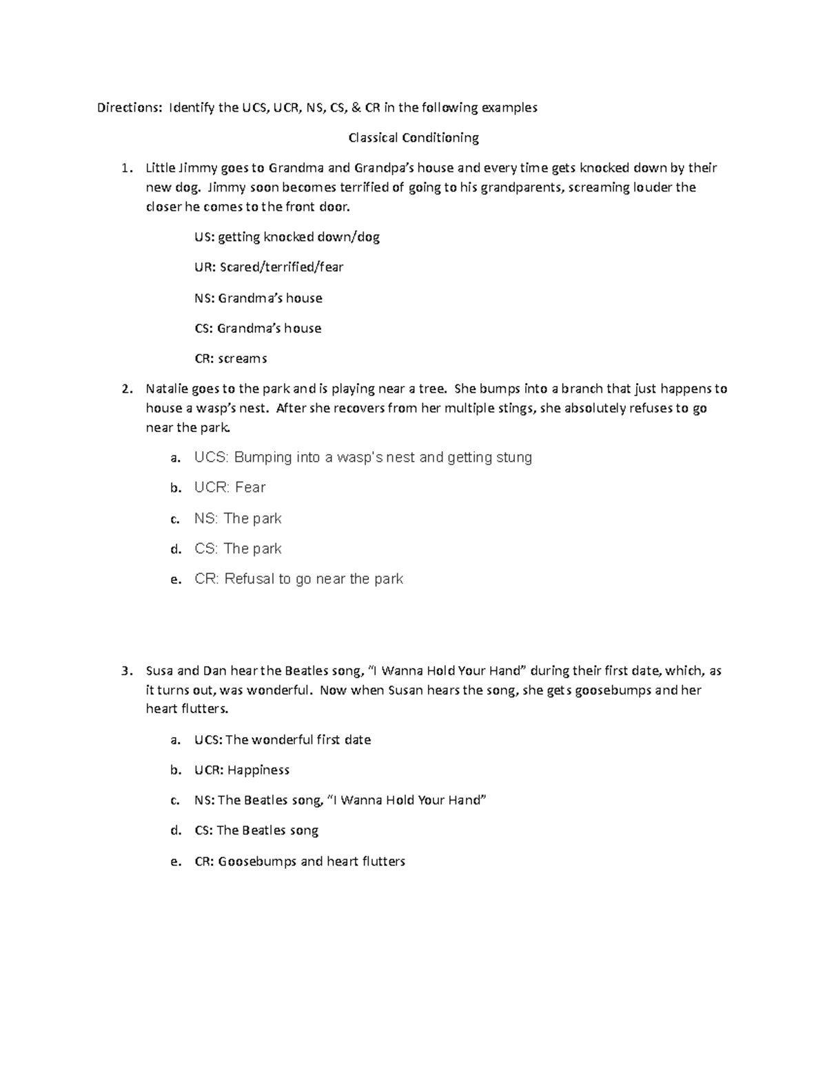CC Examples - This assignment is for Classical conditioning ...