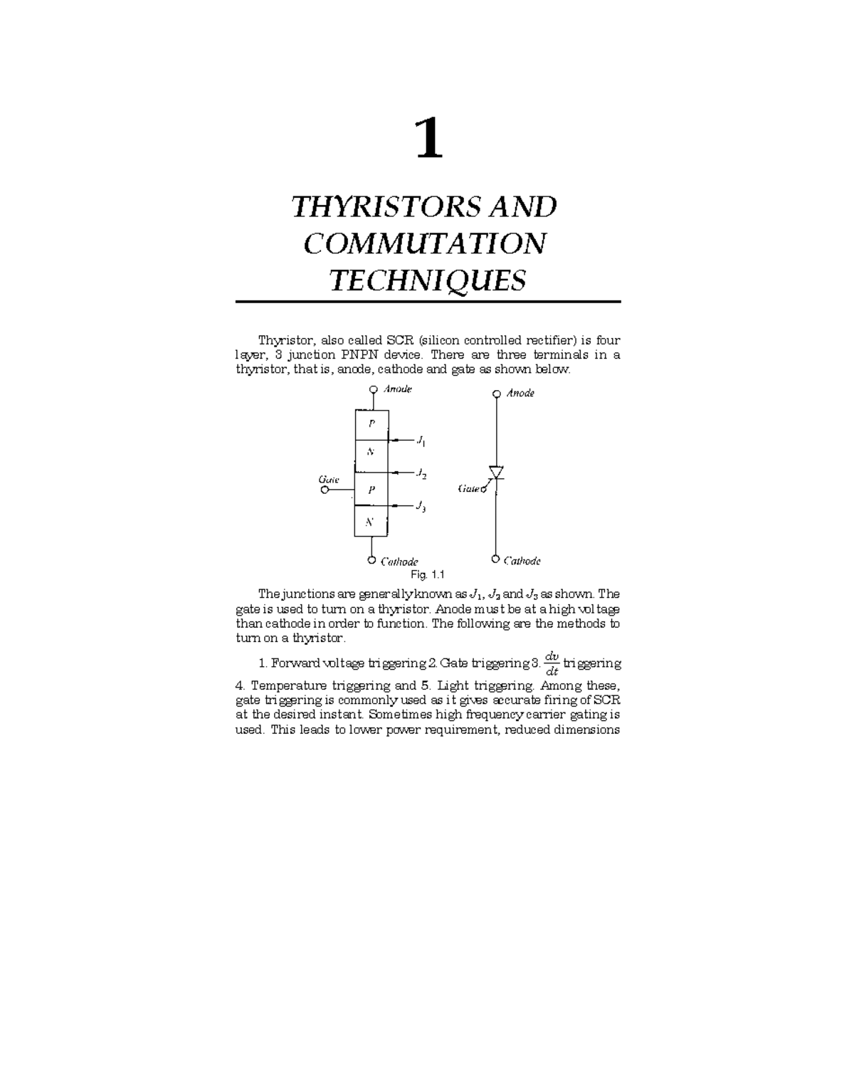Ilide - Thyristor Lecture and Problems - 1 THYRISTORS AND COMMUTATION ...