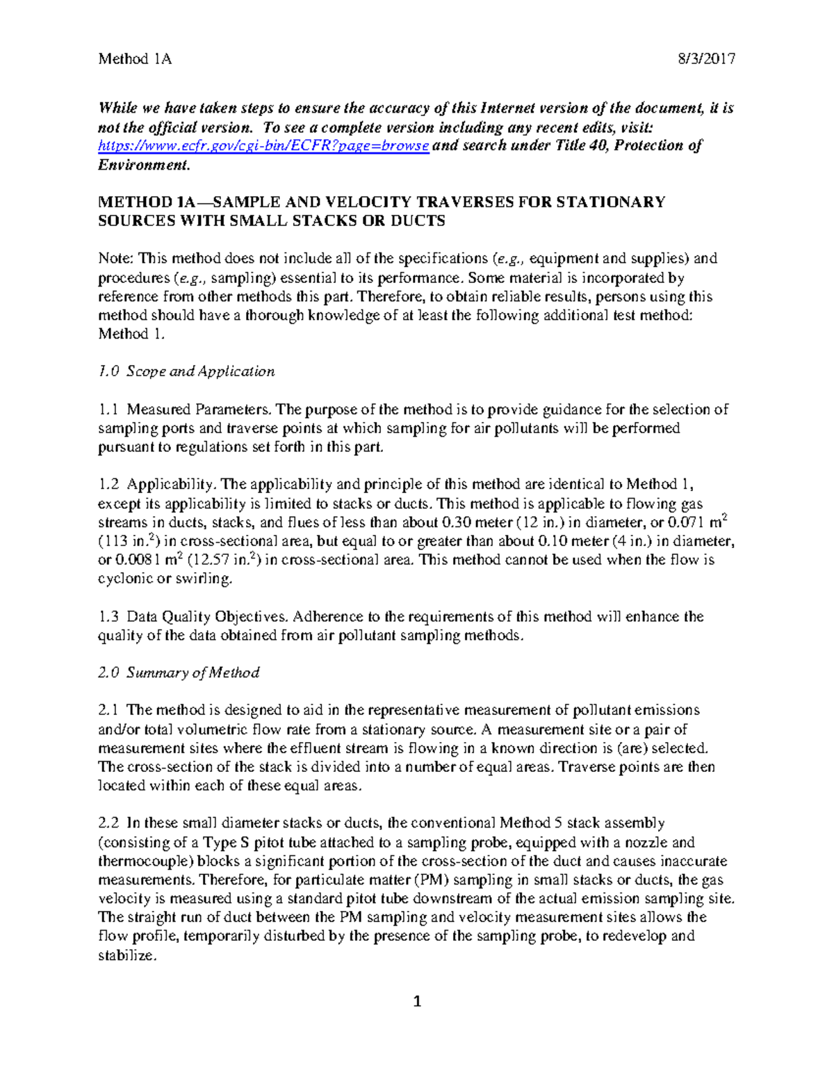 Method 1a - EMISIONES GASEOSAS - While we have taken steps to ensure ...