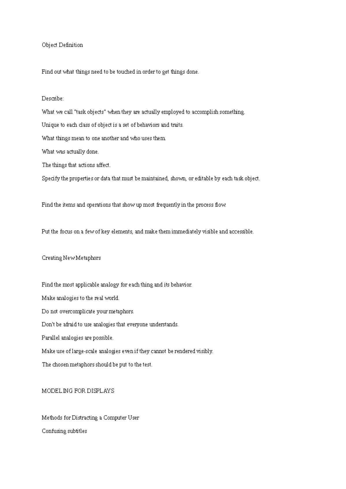 Defining Objects - Find out what things need to be touched in order to get things done. - Object ...