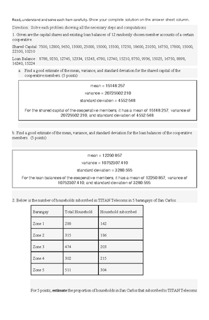 Data Analytics in Engineering - Read, understand and solve each item ...