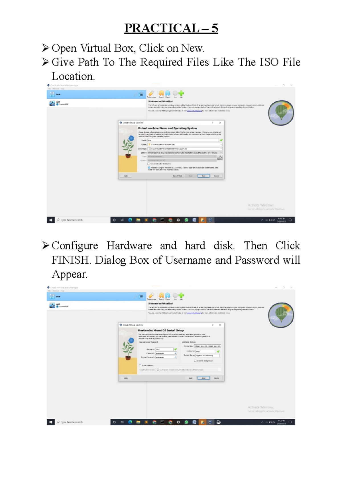 Practical 5 - asas - PRACTICAL – 5 Open Virtual Box, Click on New. Give Path To The Required ...