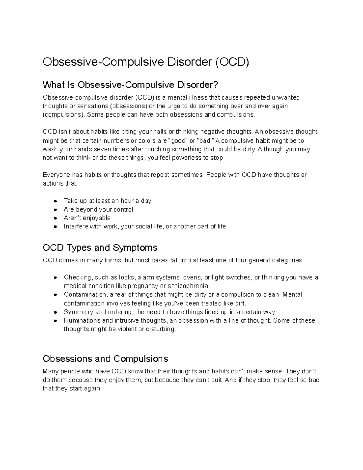 Obsessive-Compulsive Disorder (OCD) - Some people can have both ...