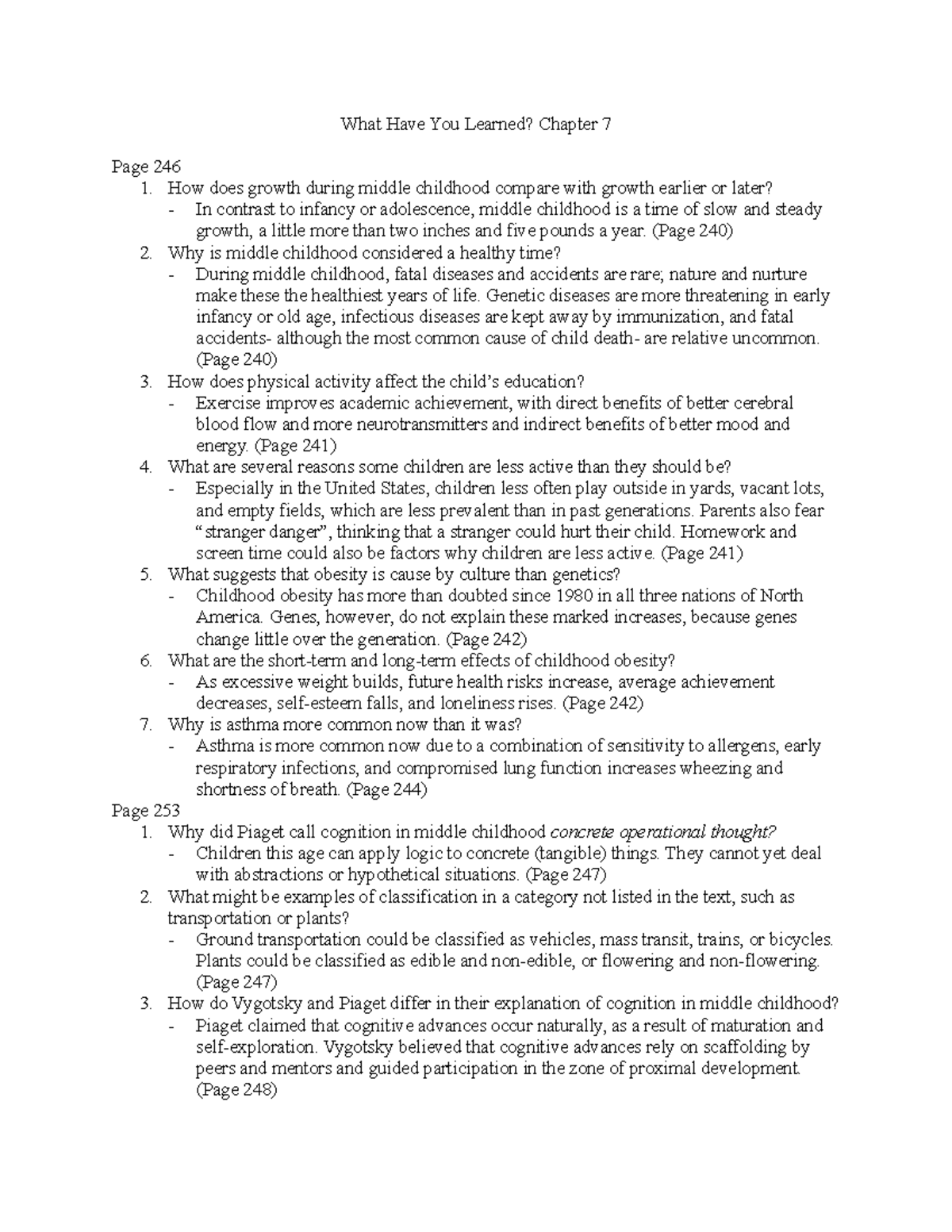 Lifespan Developmental Psychology Questions Chapter 7 - What Have You ...