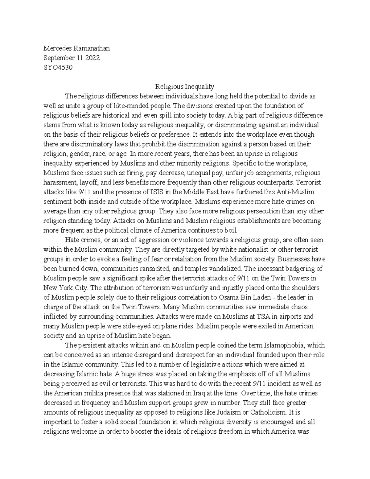 Module 1 writing assignment - Mercedes Ramanathan September 11 2022 SYO ...