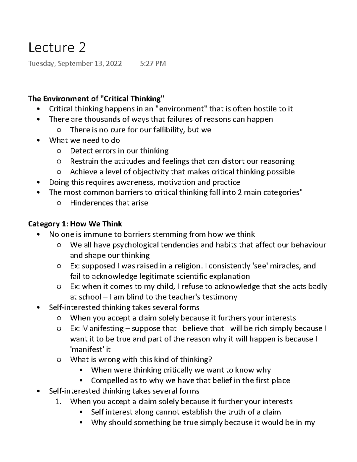 Critical Thinking Chapter 2 - The Environment of "Critical Thinking ...