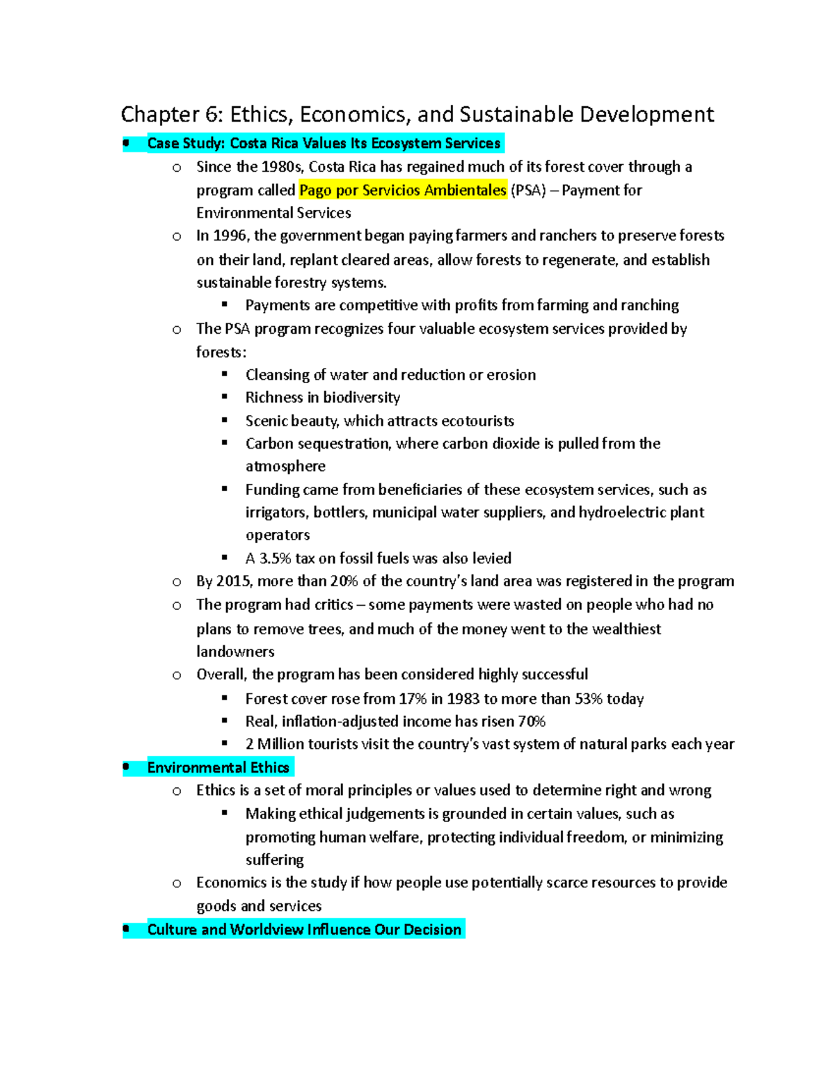 Ch6 SCI - A - Notes from PPT. - Chapter 6: Ethics, Economics, and ...