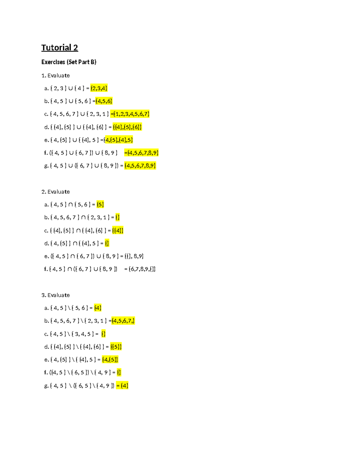 Tutorial Questions Set Part B - Tutorial 2 Exercises (Set Part B ...