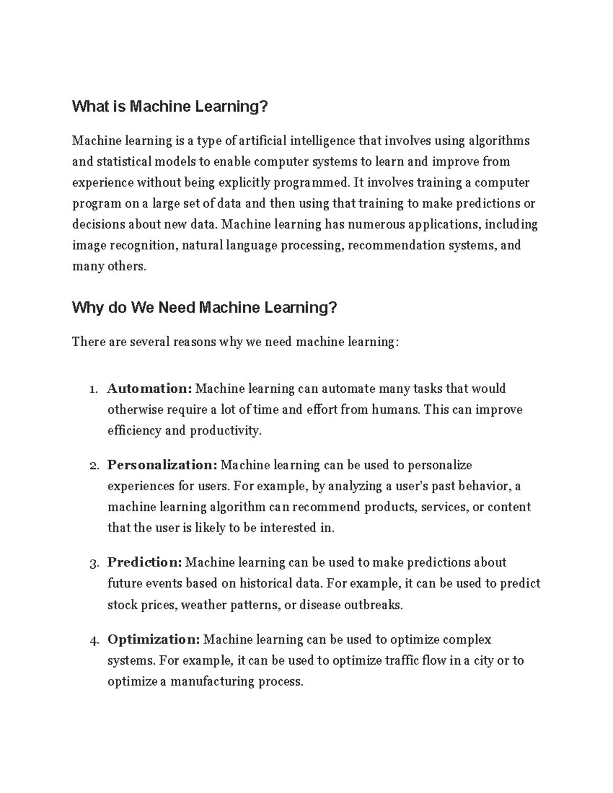 Machine Learning notes - What is Machine Learning? Machine learning is ...