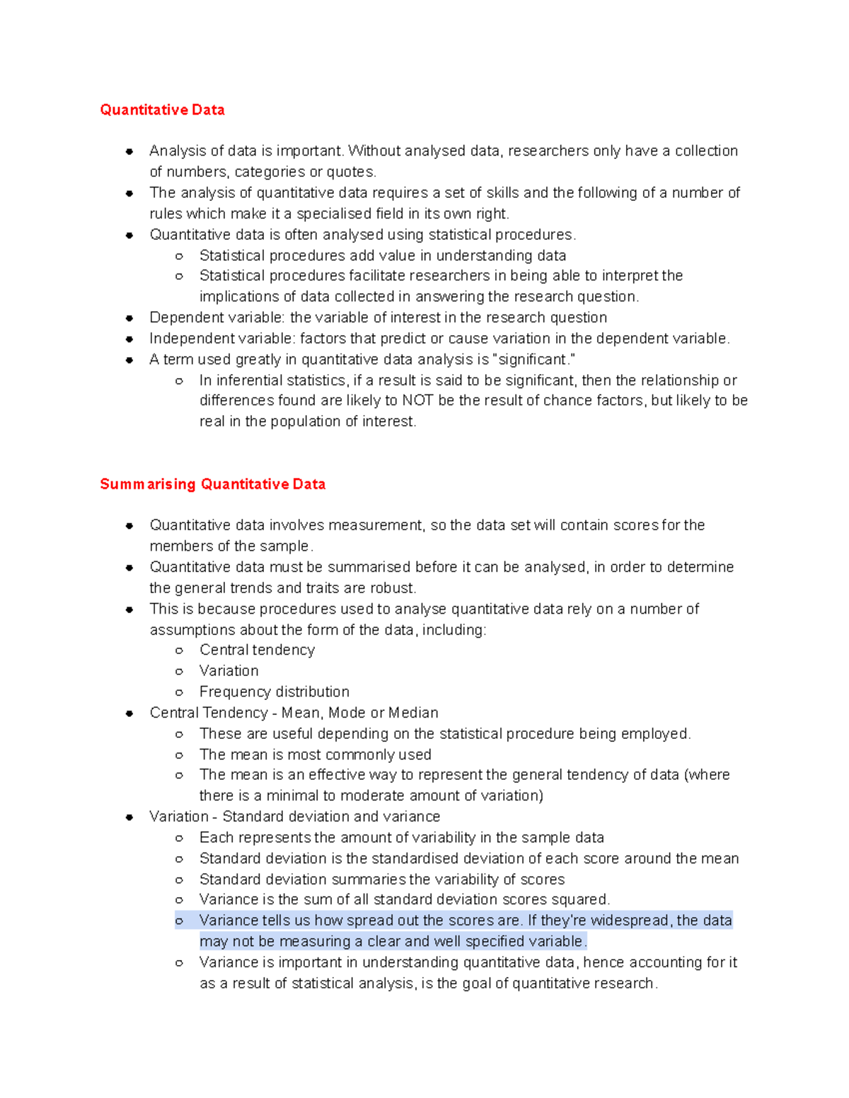 W6 Research Design Lecture - Quantitative Data Analysis of data is ...