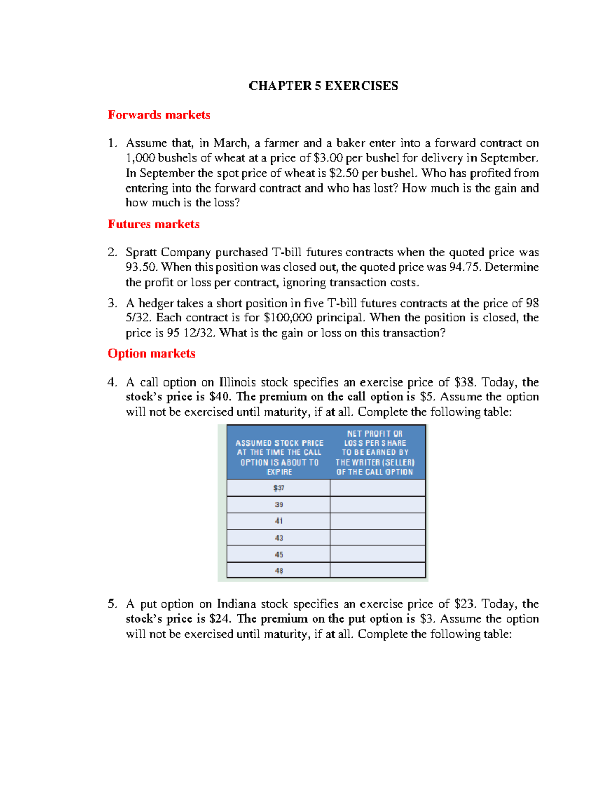 Chapter-5- Exercises - ttvcdctc - CHAPTER 5 EXERCISES Forwards markets Assume that, in March, a ...