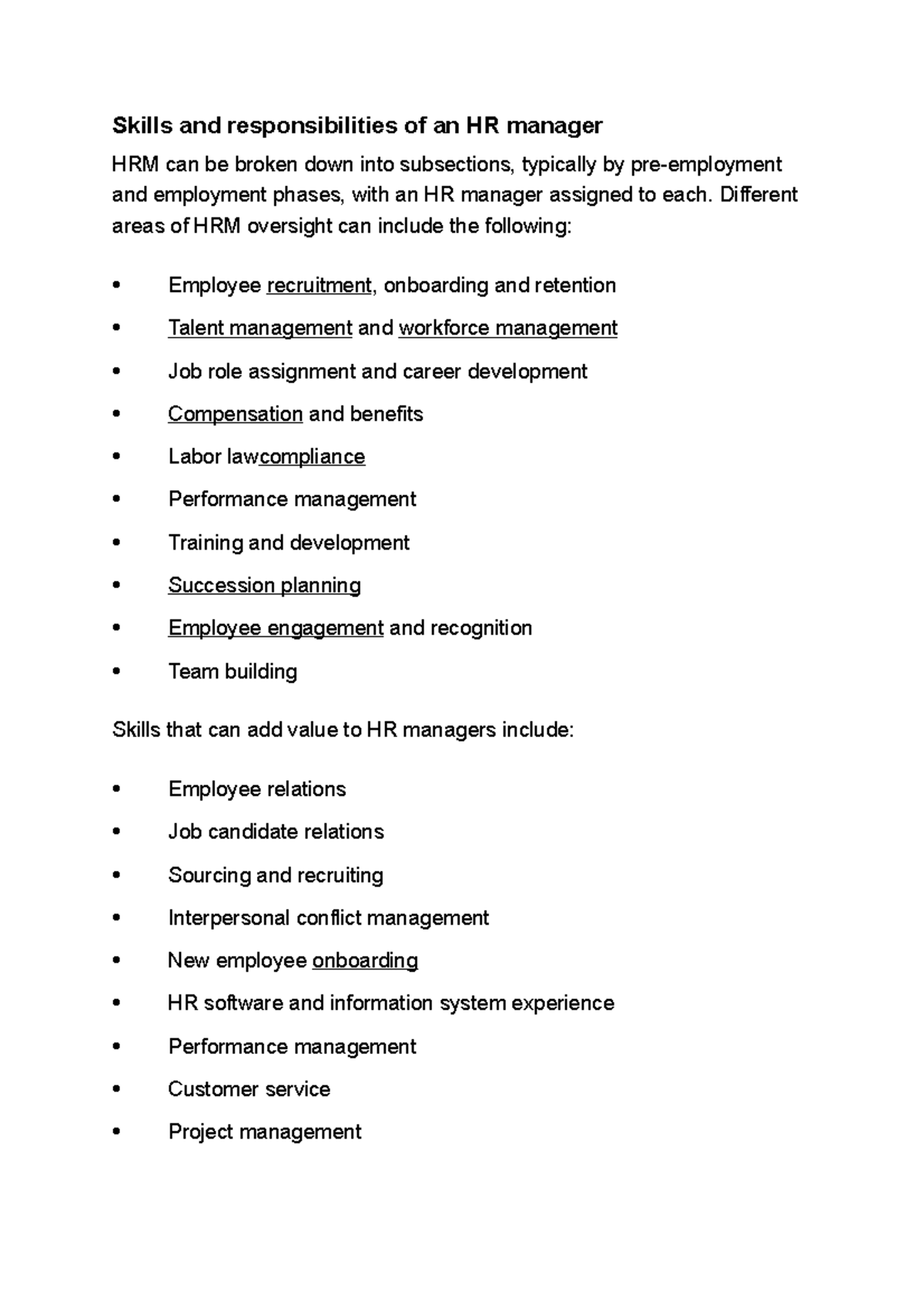 Pdf - RESPONSIBILITIES OF HR MANAGER - Skills and responsibilities of ...