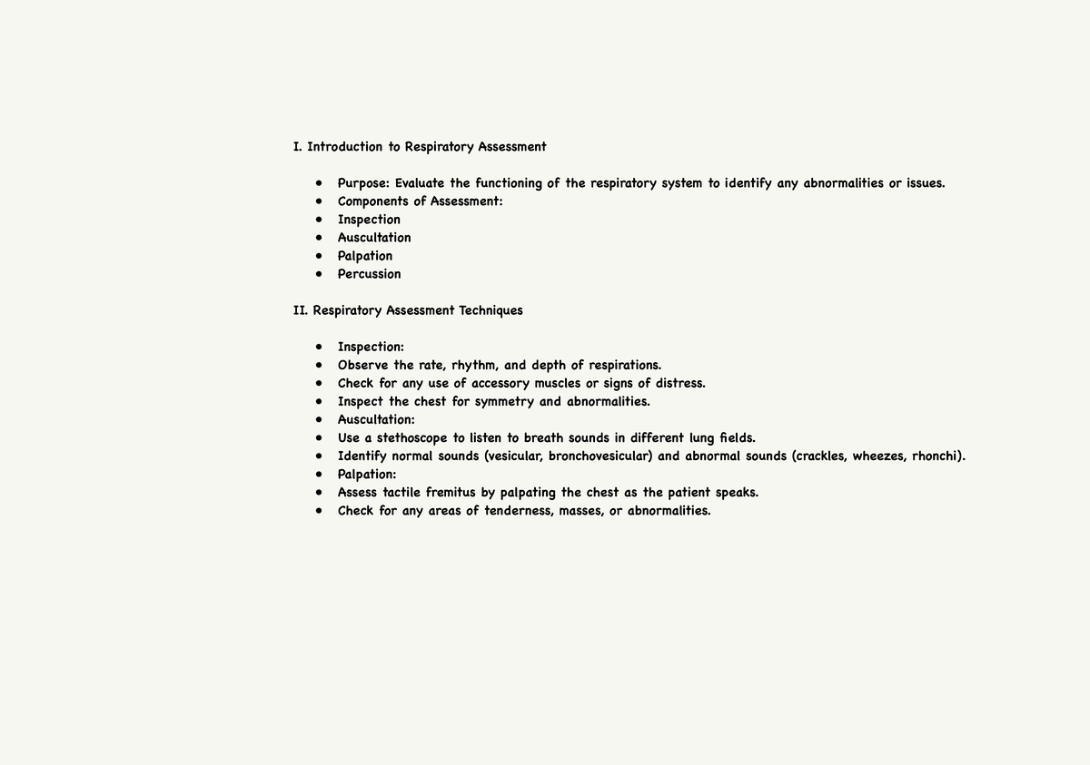 Nursing neurology study guide assessment of the respiratory system - I ...