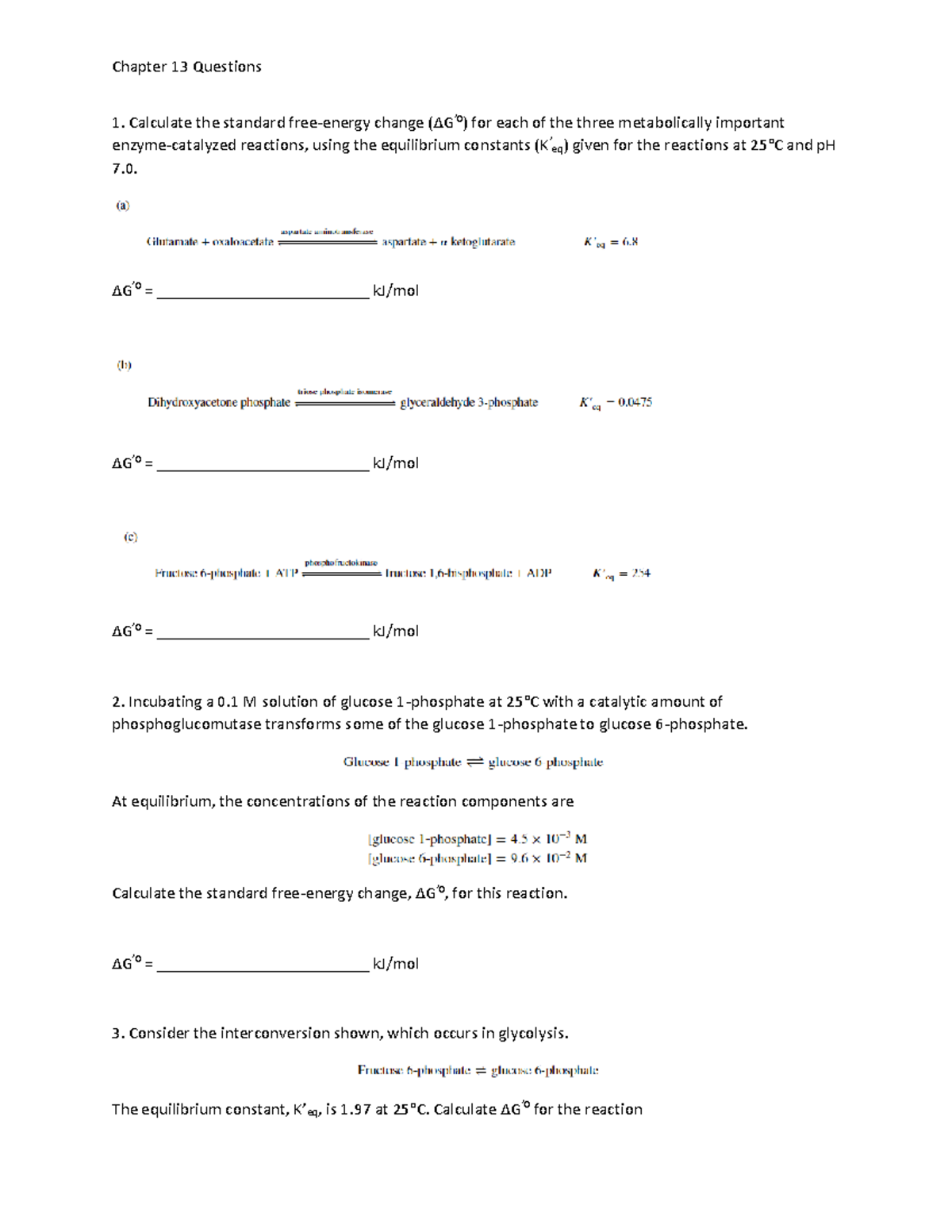 Biochemistry Achieve Chapter 13 Practice Questions / Answers - Chapter ...