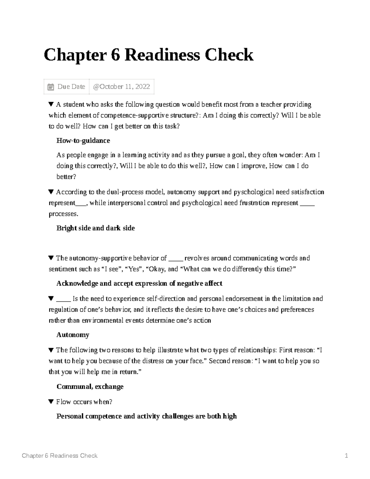 Chapter 6 Readiness Check - Chapter 6 Readiness Check 1 Chapter 6 ...