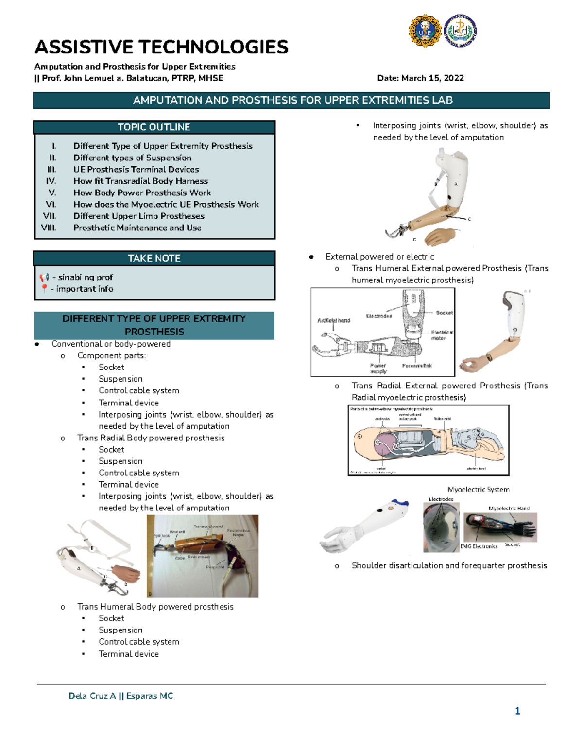 Assistive Technologies Midterm Notes - ASSISTIVE TECHNOLOGIES ...
