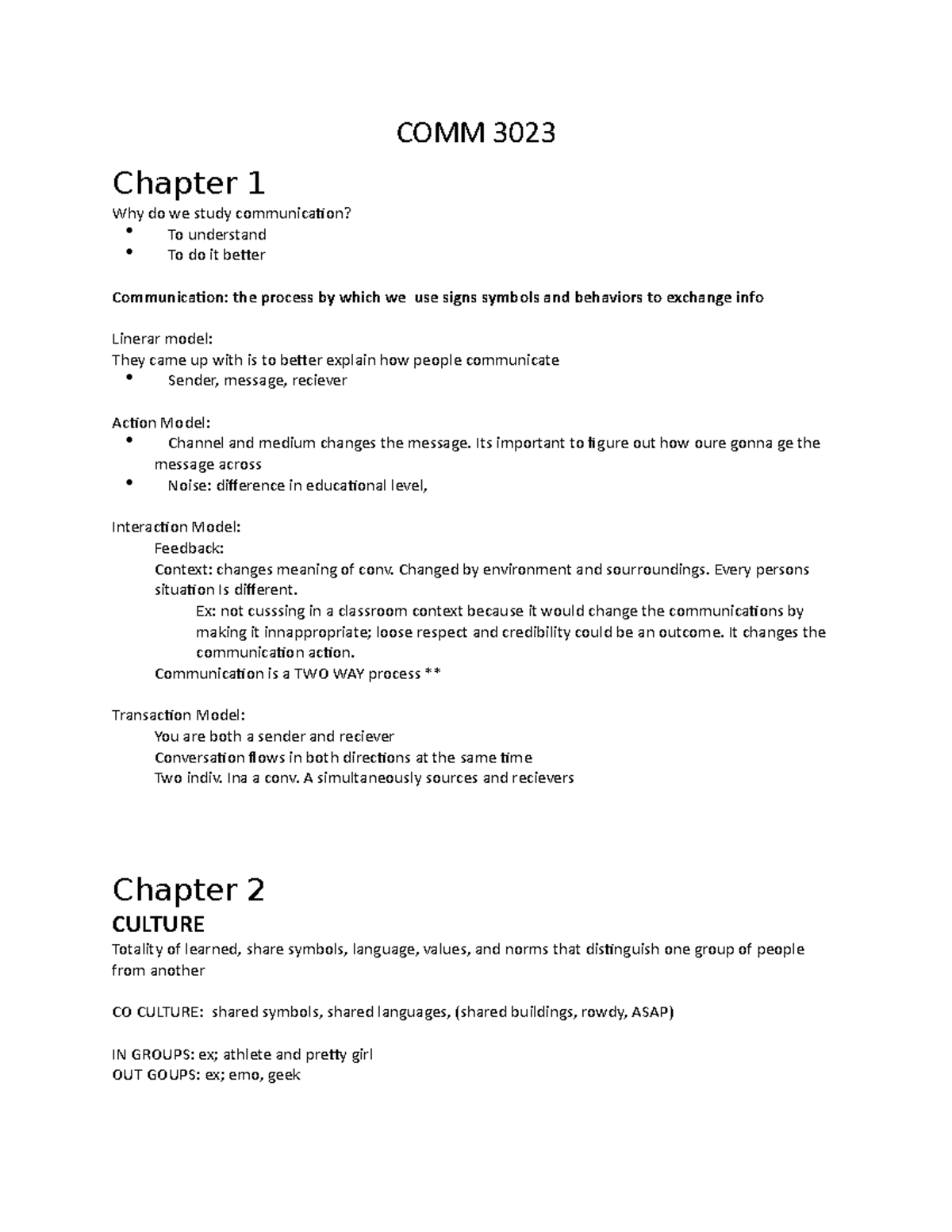 COM3023 FALL 15 - COMM 3023 Chapter 1 Why do we study communication? To ...