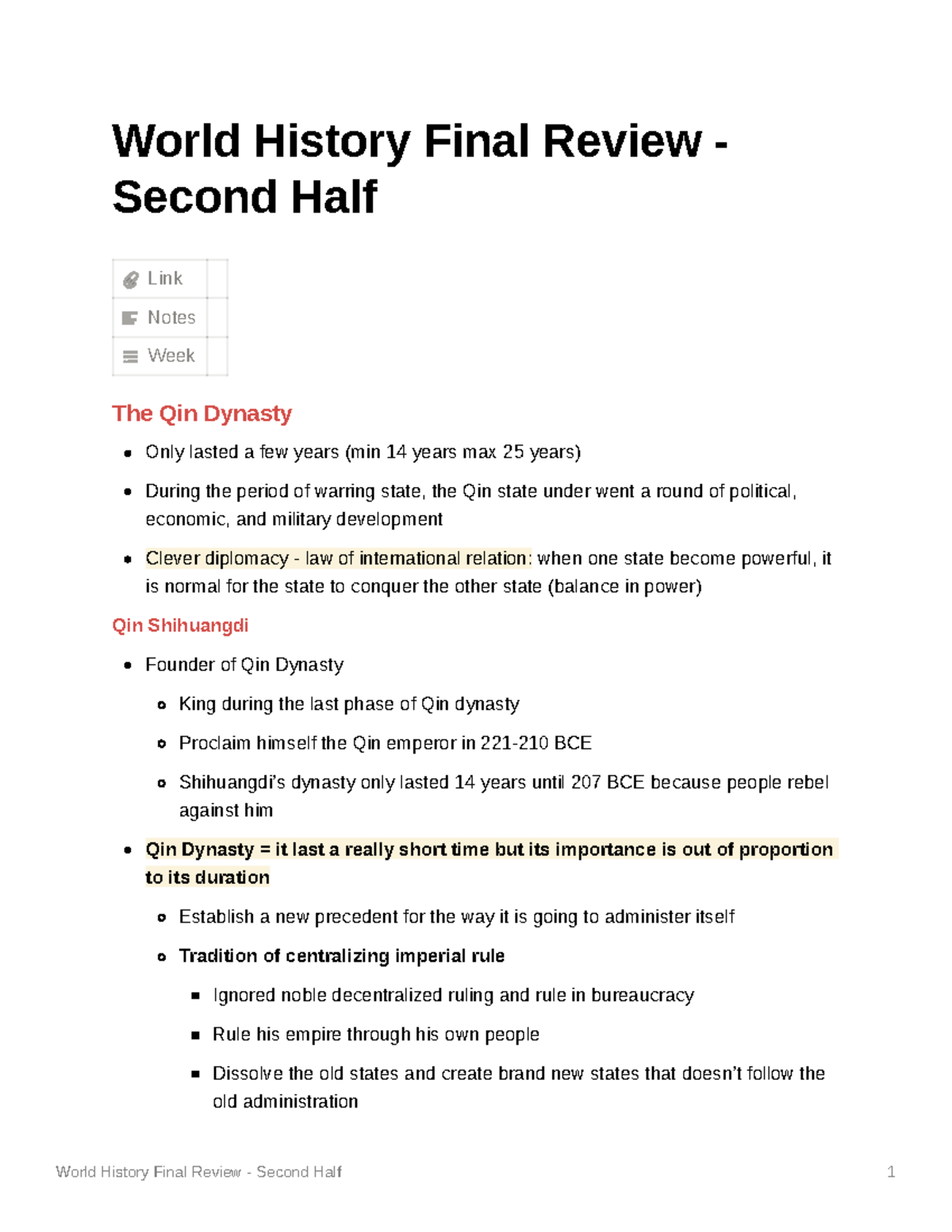 World History Final Review - Second Half - World History Final Review ...