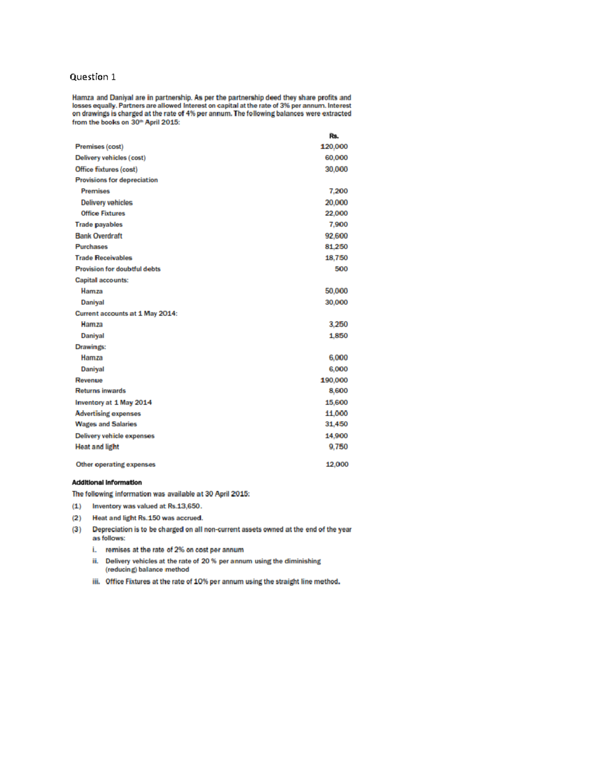 Practice Questions Partnership - Cost Accounting - Question Question 2 ...