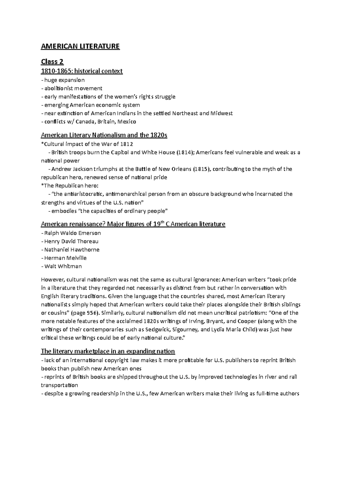 Amerikaanse Letterkunde: sv ppt + extra info, les 2-8 - AMERICAN ...